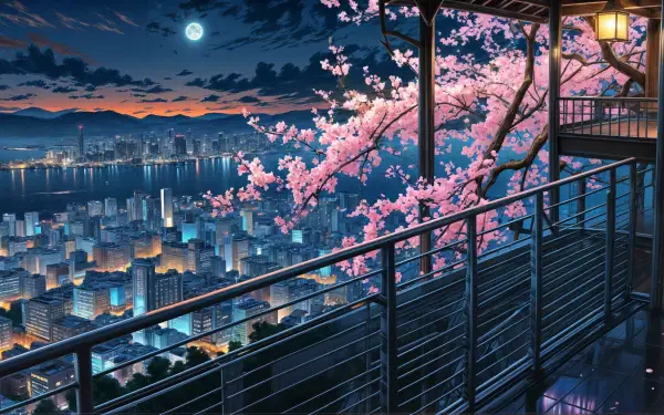 Anime City Nightscape - Stunning 4K Ultra HD Wallpaper by robokoboto