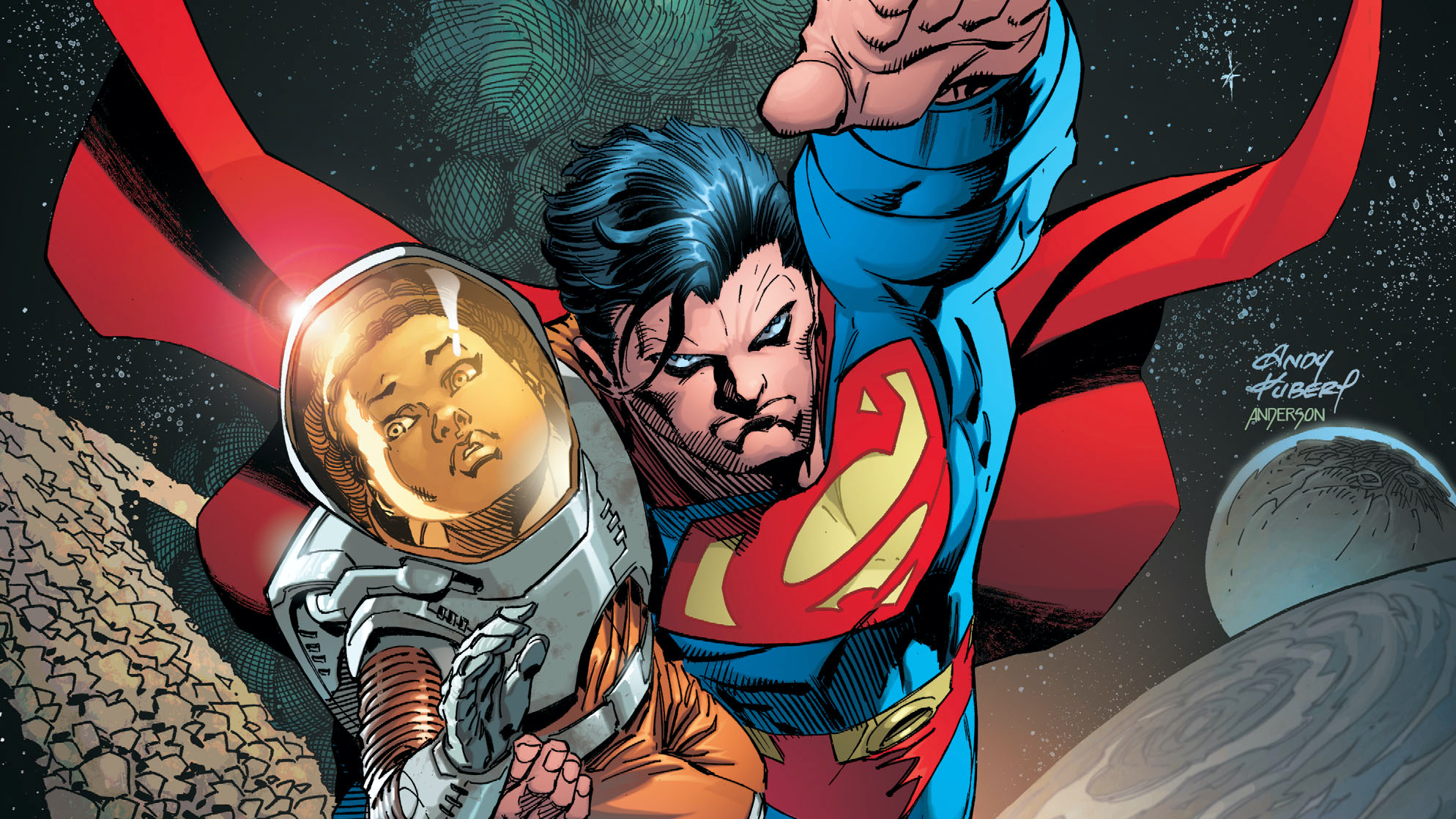 Download Superman: Up In The Sky HD Wallpaper by Andy Kubert