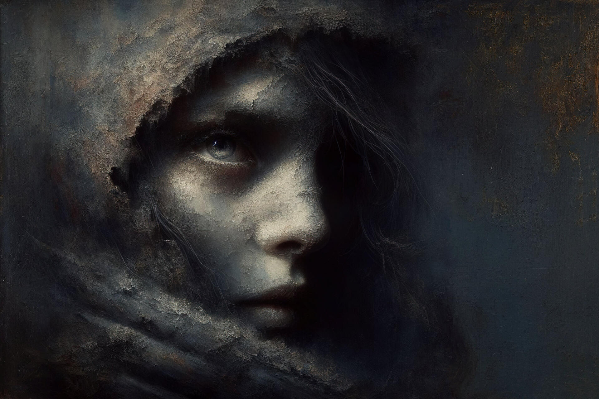 Veiled Gaze — AI Art HD Wallpaper | 2048x1365 | Wallpaper Abyss