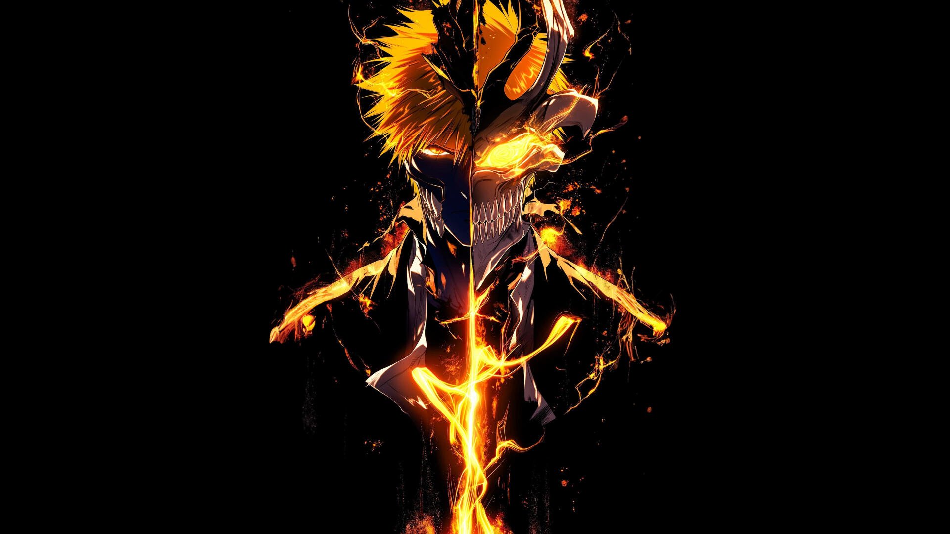 Bleach 4K Ultra HD: Fiery Hollow Ichigo Wallpaper