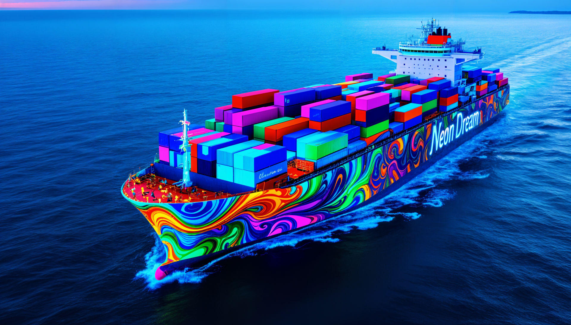 Vibrant Container Ship in Stunning 4K Ultra HD Wallpaper by QuantumCurator