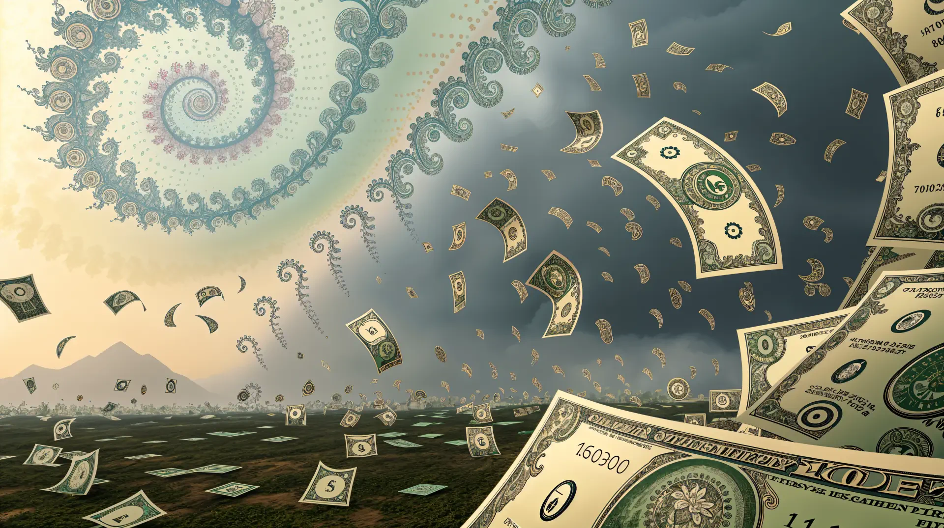 4K Ultra HD Raining Money Wallpaper – Surreal Wealth Spiral Scene by ...