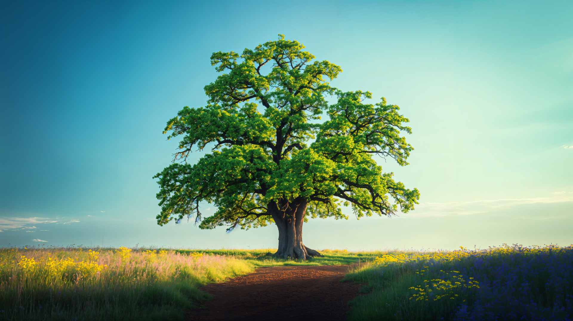 Lone Oak Vista — 4K Ultra HD Wallpaper by QuantumCurator