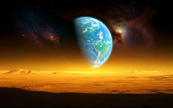 Sci-Fi Planet Rise HD Wallpaper