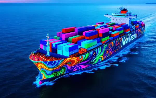 Vibrant Container Ship in Stunning 4K Ultra HD Wallpaper by QuantumCurator