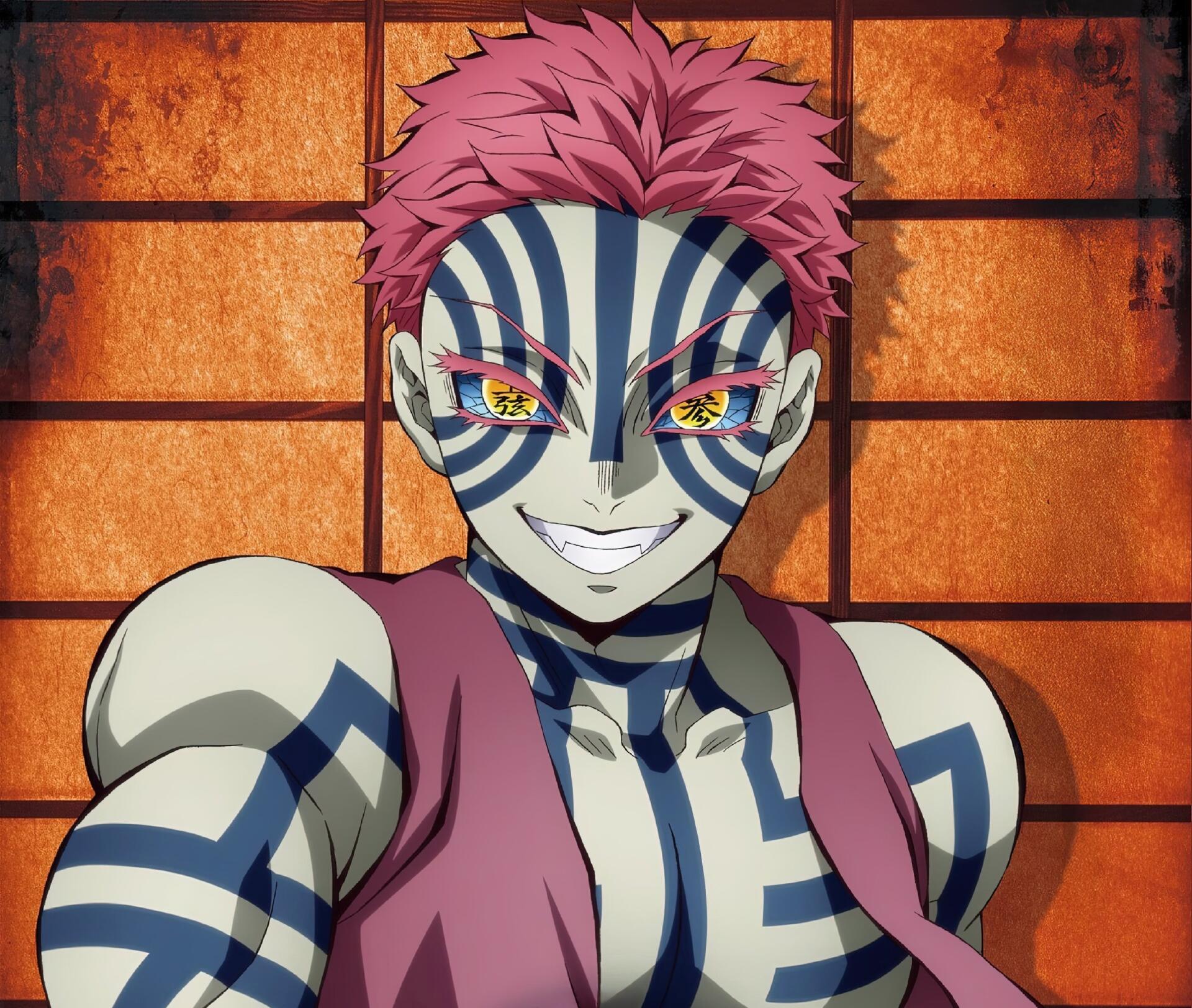 Akaza — Striped Fury | Demon Slayer 2K Quad HD Wallpaper