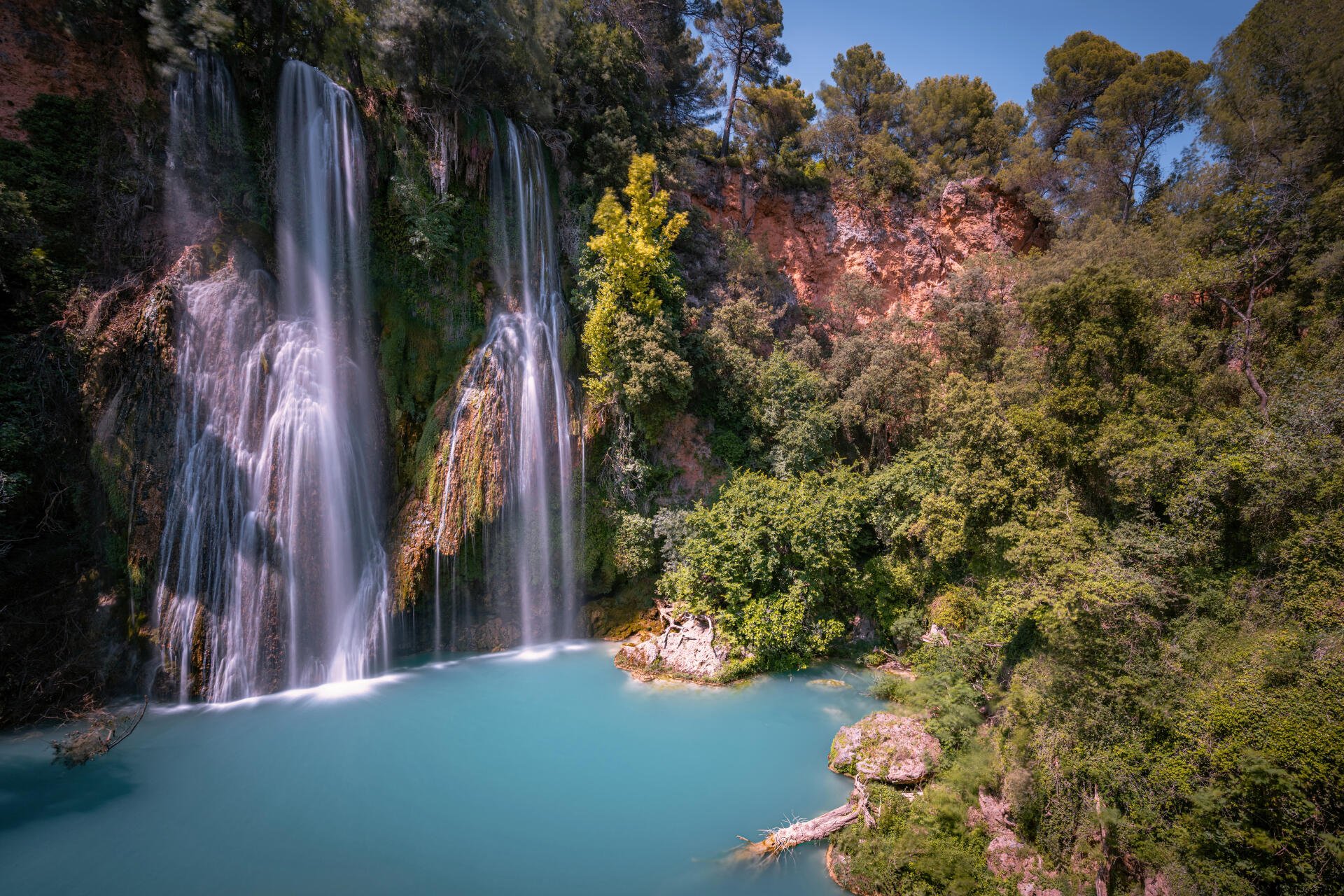 Provence Tree-Lined Waterfall — France 5K Ultra HD Nature Wallpaper by ...