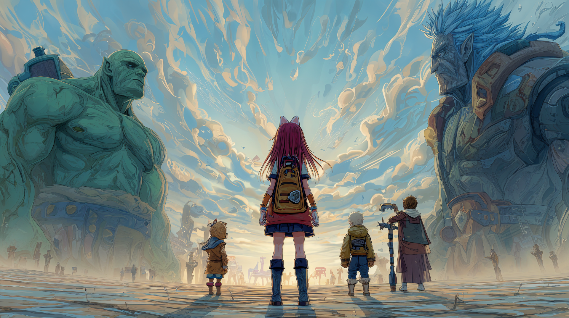 Skybound Guardians — 4K Fantasy Anime Wallpaper by robokoboto