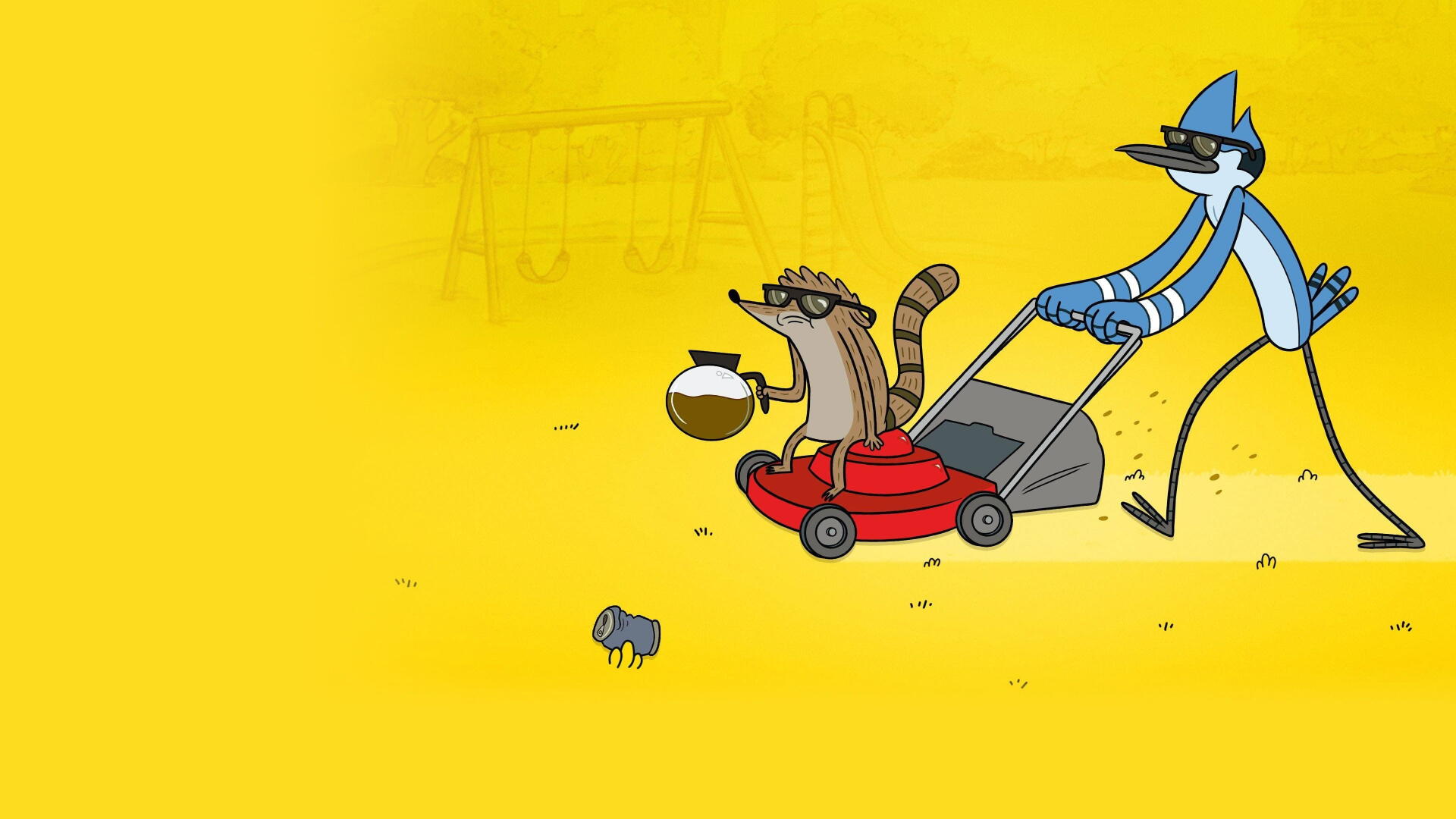 Regular Show 4K Ultra HD — Mordecai & Rigby Lawn Mower Wallpaper