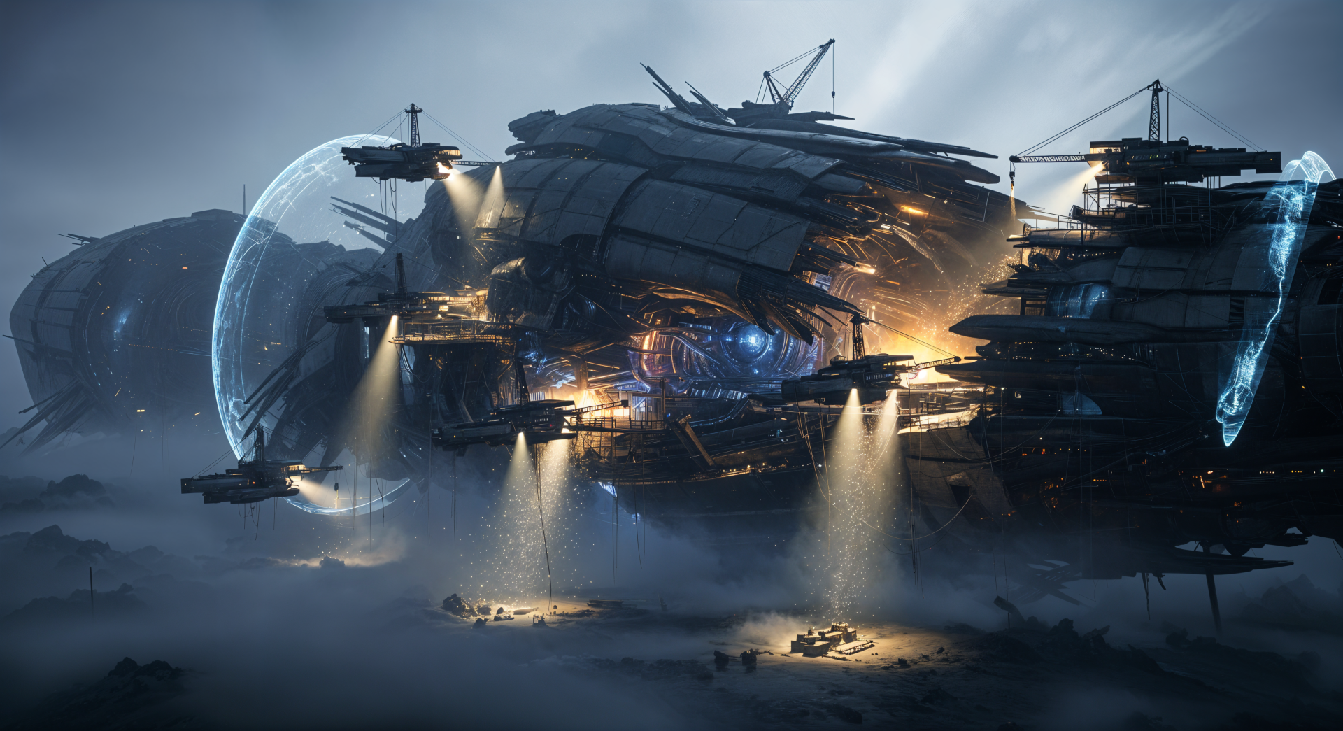 Mothership Descent — 4K Ultra HD Sci‑Fi Wallpaper by QuantumCurator