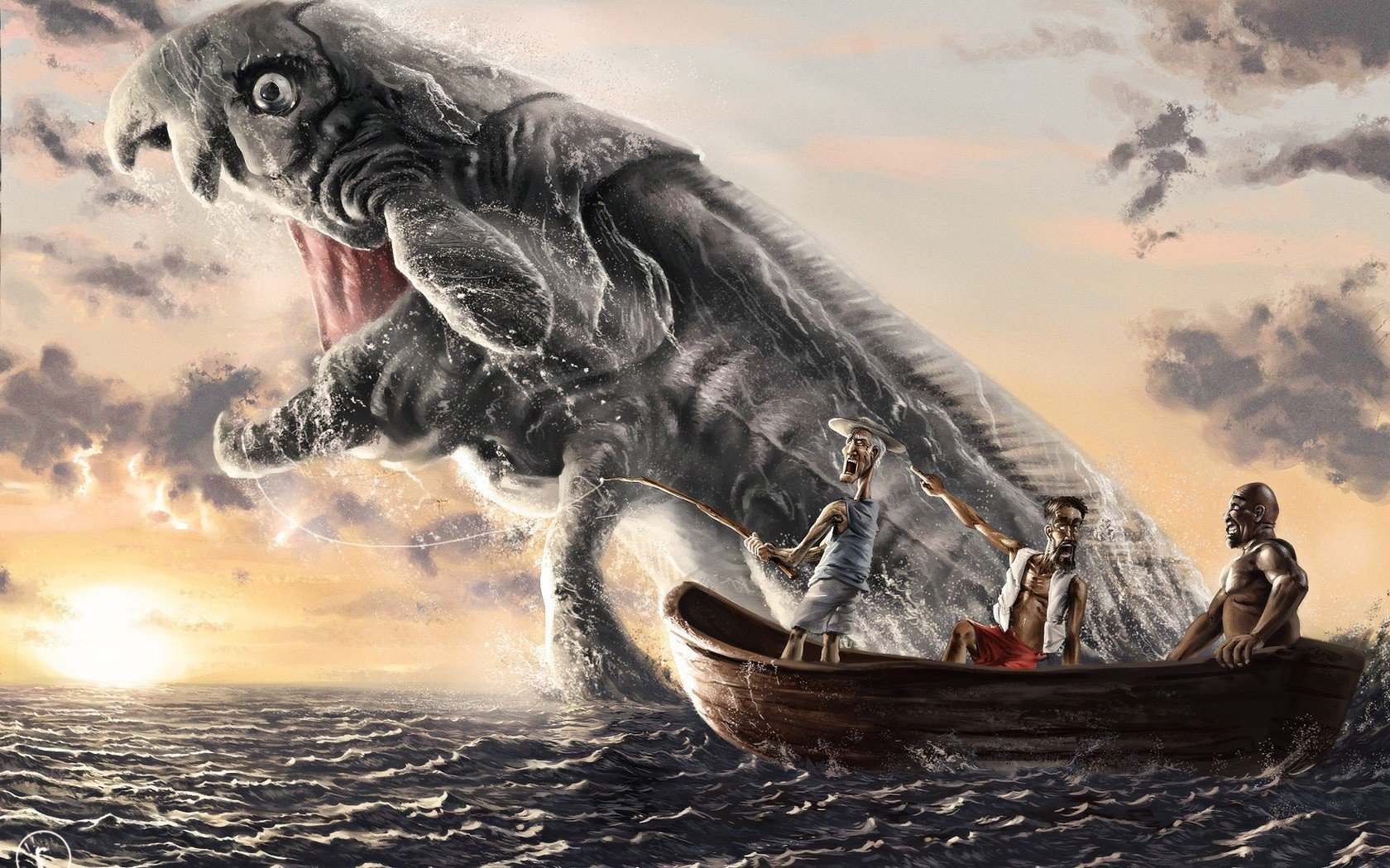 Dawn of the Leviathan — Fantasy Sea Monster HD Wallpaper | 1680x1050 ...