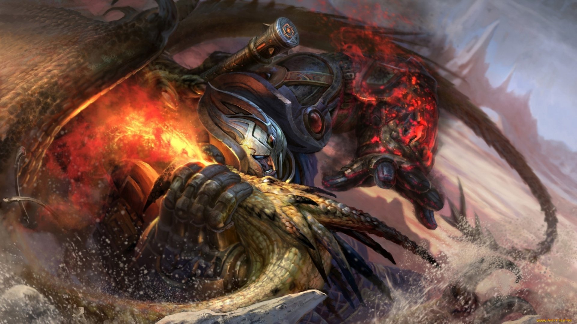 Epic Fantasy Battle – HD Warrior vs Dragon Clash | 2144x1206 ...