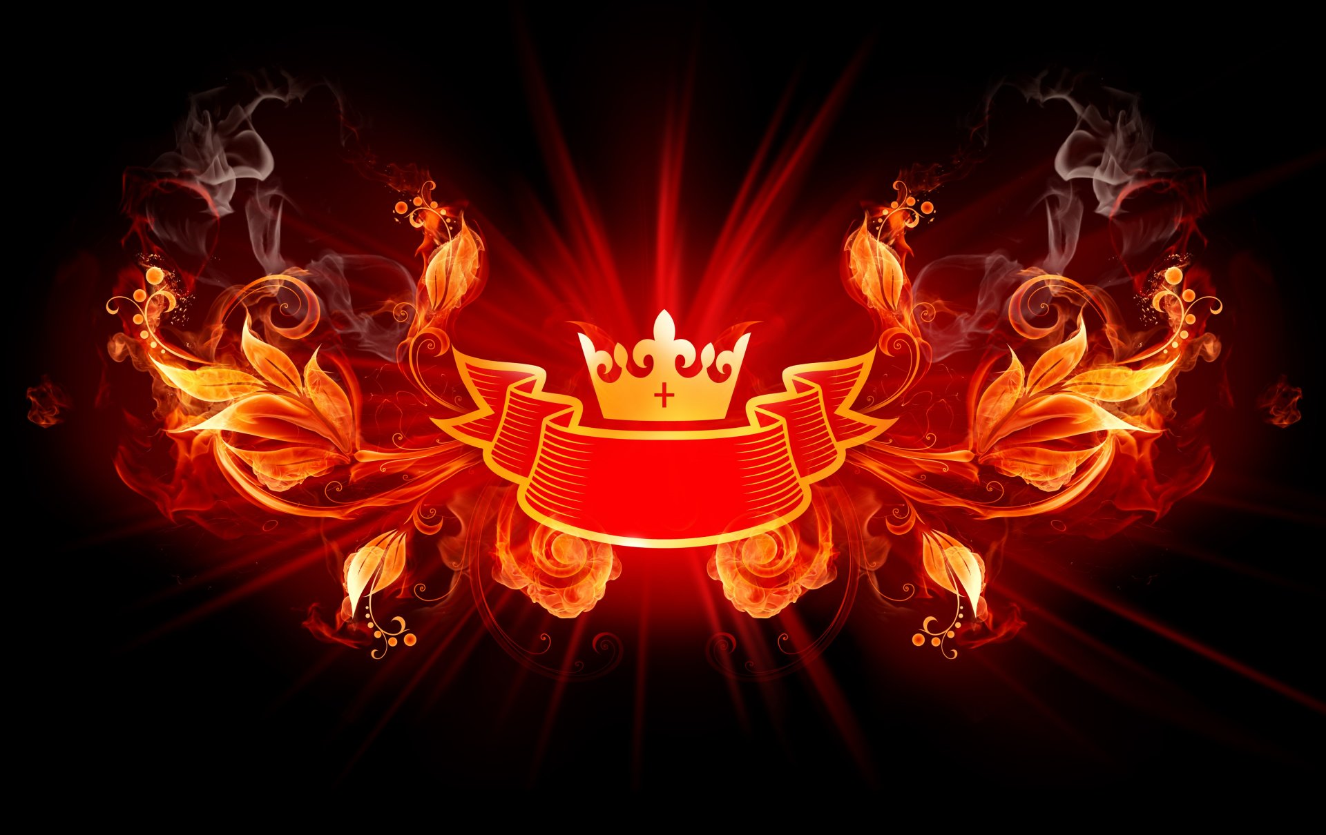 4K Ultra HD Fiery Red Abstract Crown Flames Wallpaper