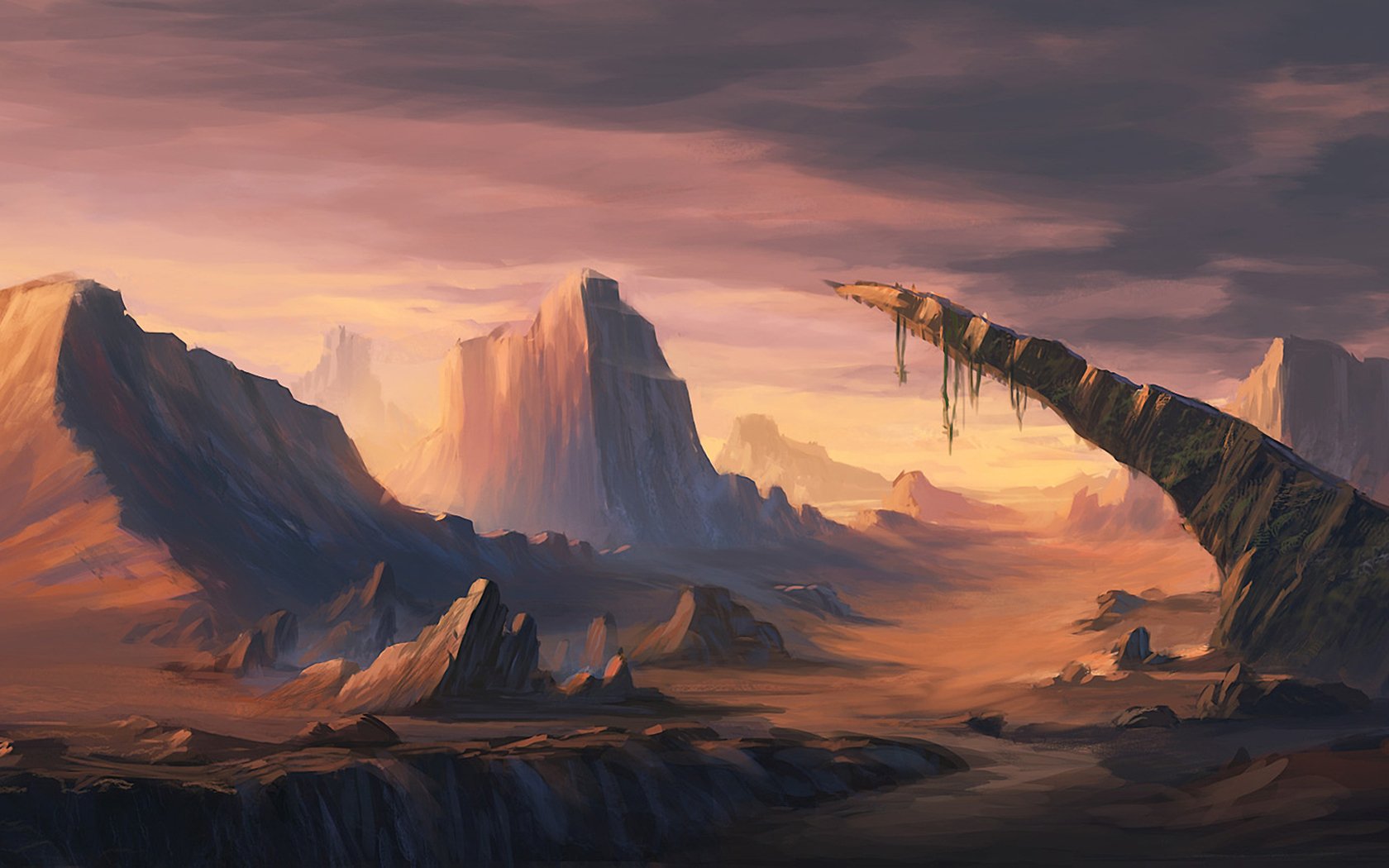 Mystic Dusk Plateau — Fantasy Landscape HD Wallpaper | 1680x1050 ...