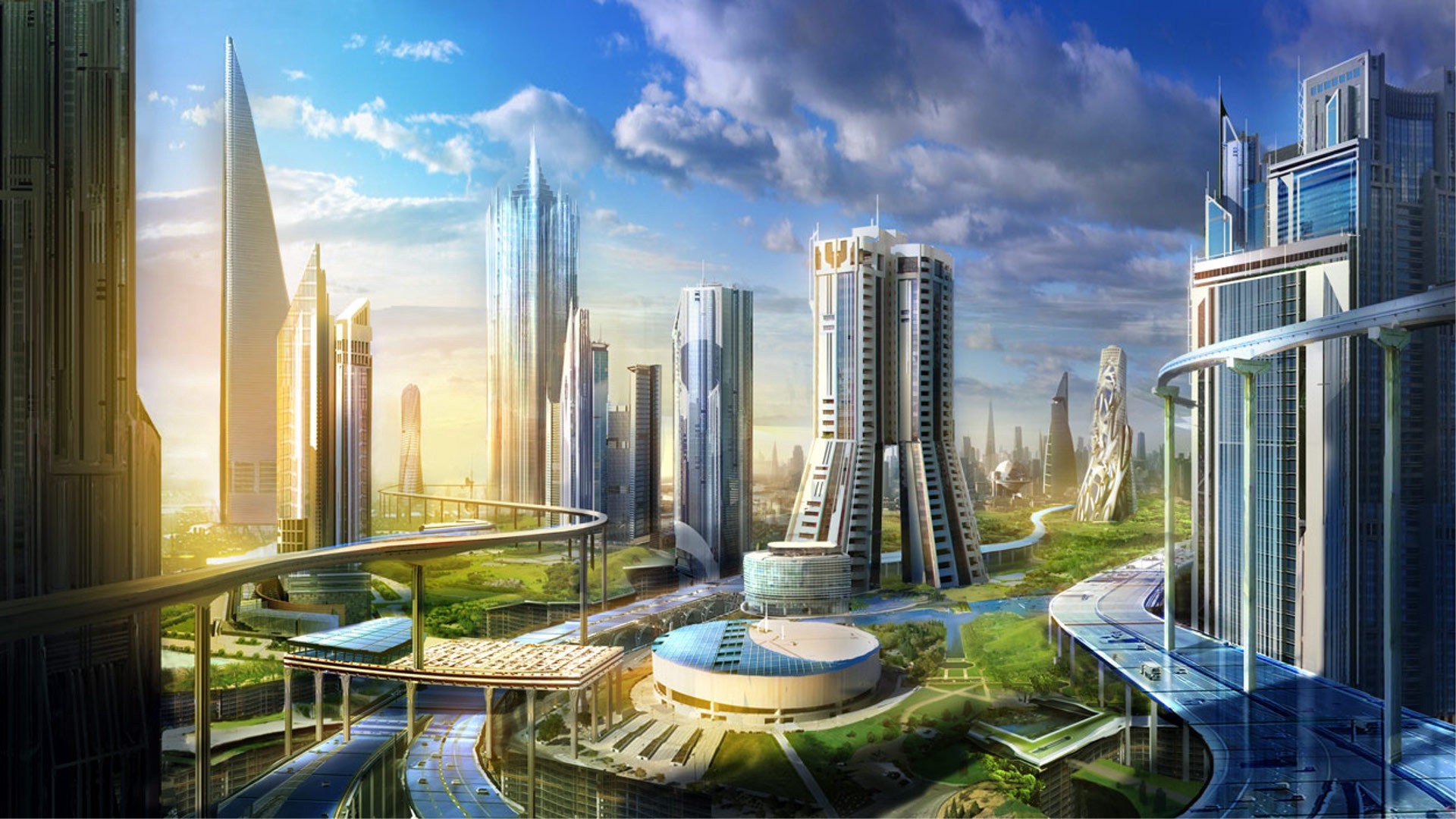 Futuristic Sci Fi City HD Wallpaper 1920x1080 Wallpaper Abyss