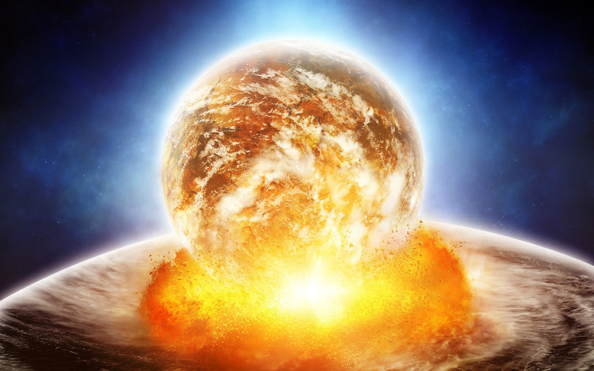 Download Explosion Planet Space Sci Fi Collision HD Wallpaper