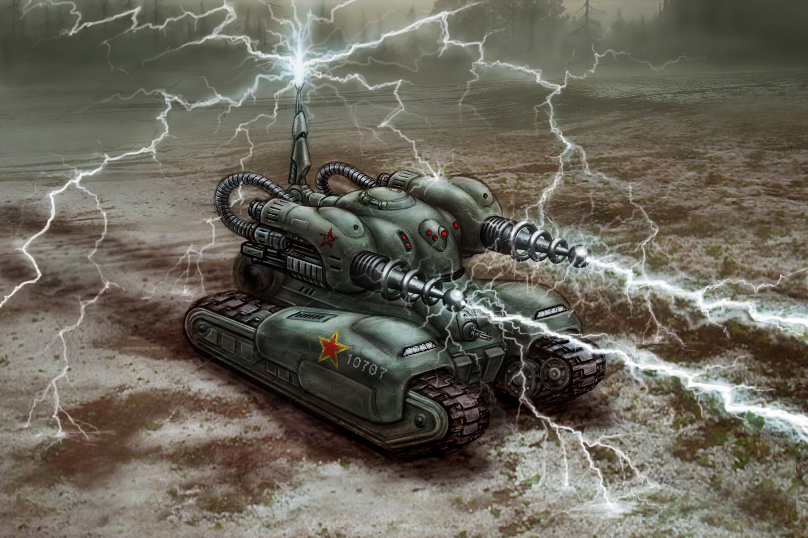 ElectroBot: Sci-Fi Thunder Tank HD Wallpaper