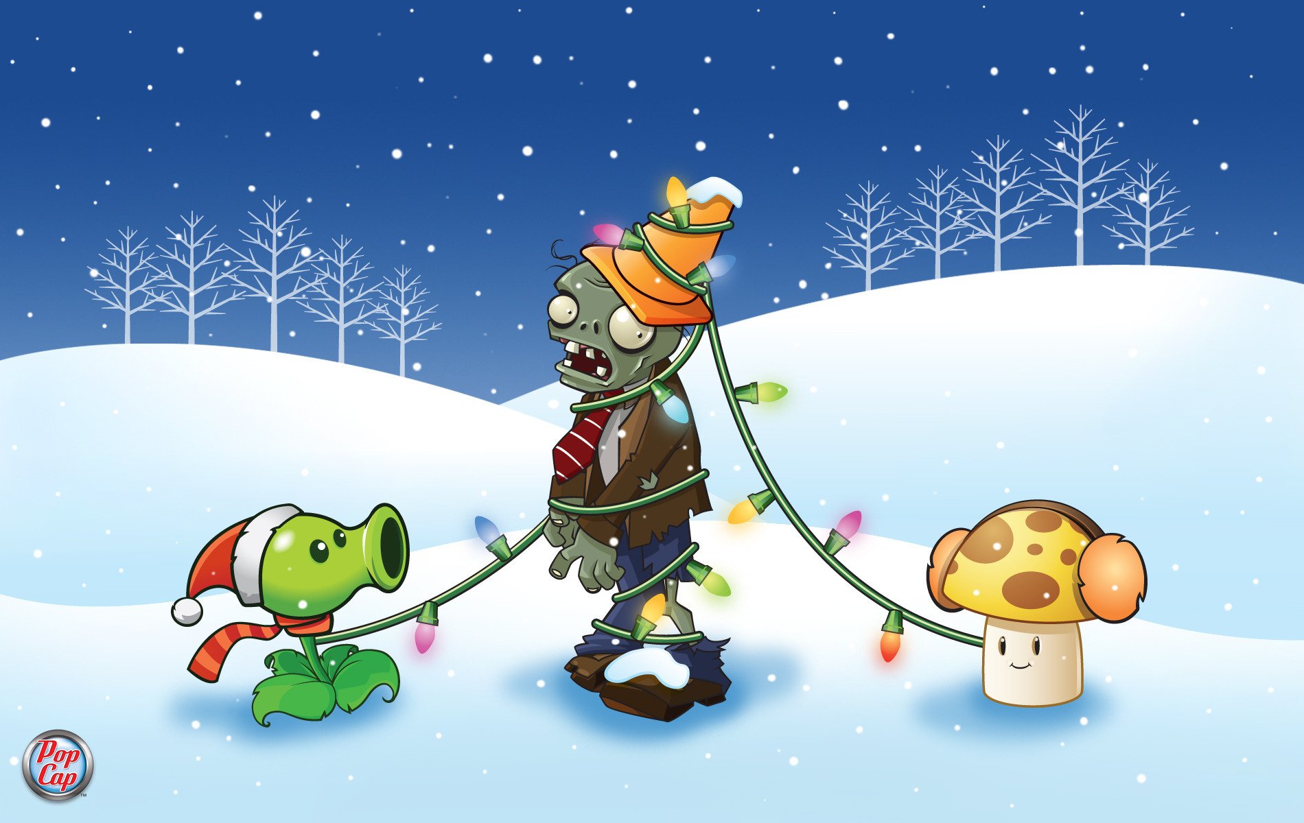Plants vs. Zombies Holiday HD Wallpaper: Festive Battle in Winter ...