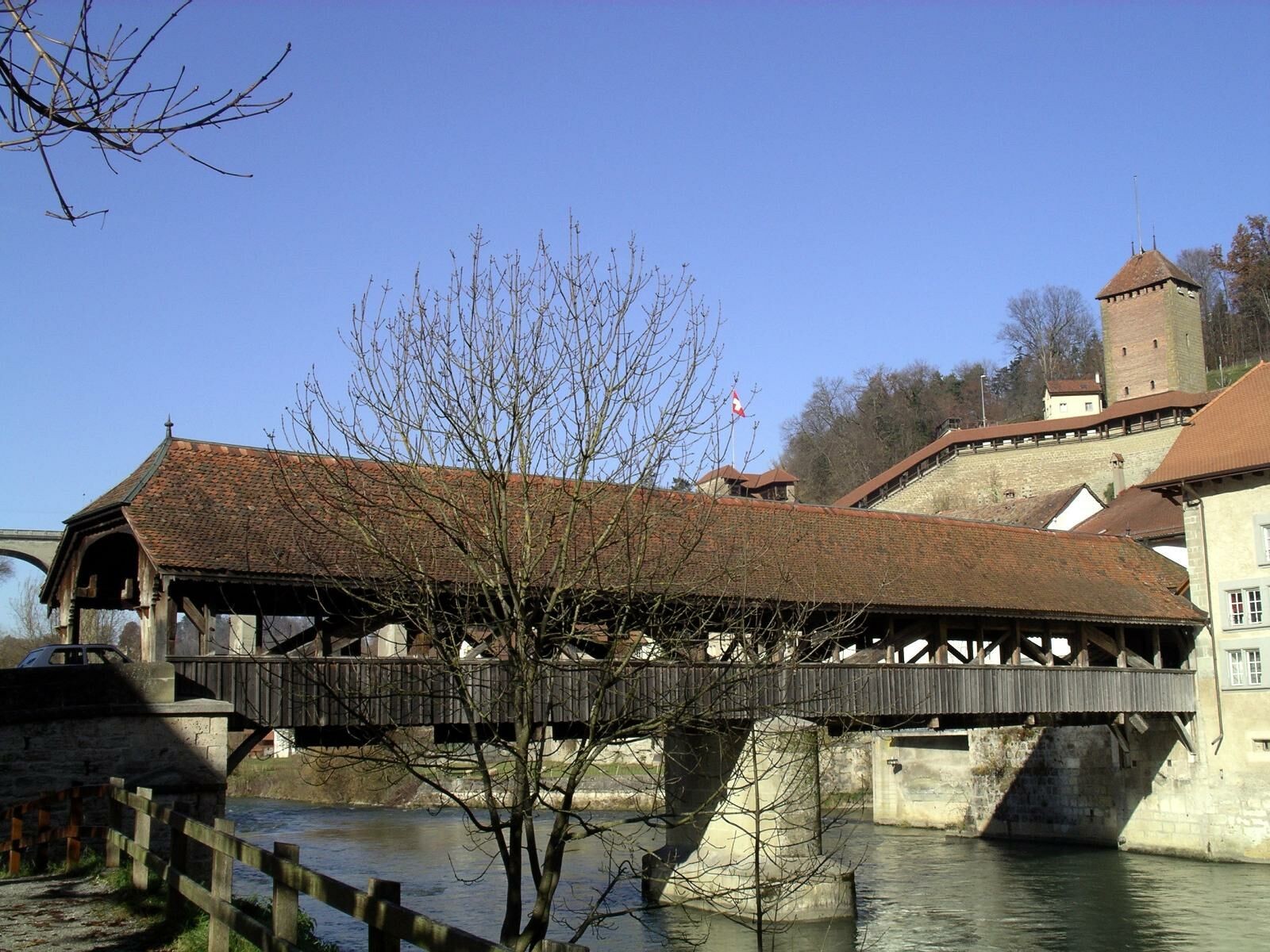 Download Bridge Man Made Covered Bridge HD Wallpaper