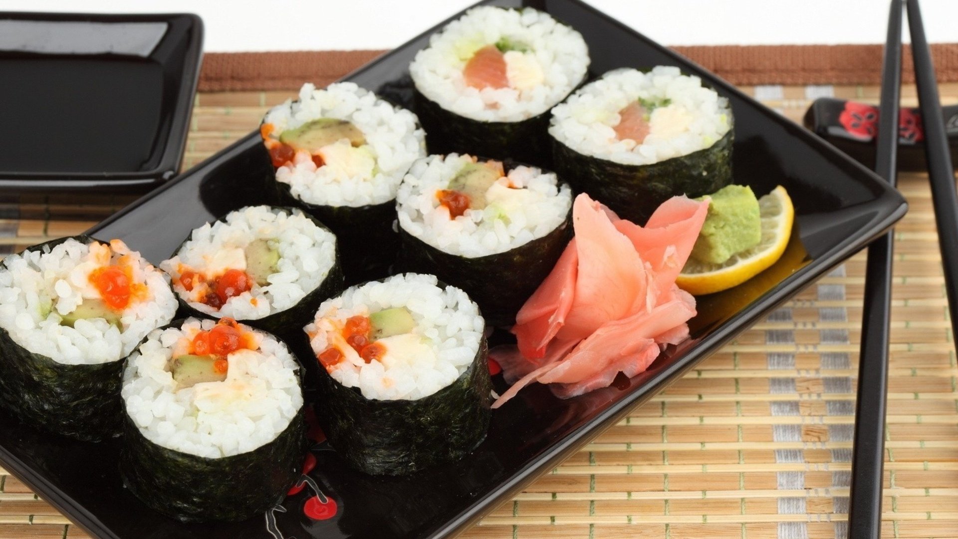 HD Sushi Wallpaper: Fresh Maki Rolls & Pickled Ginger | 1920x1080 ...