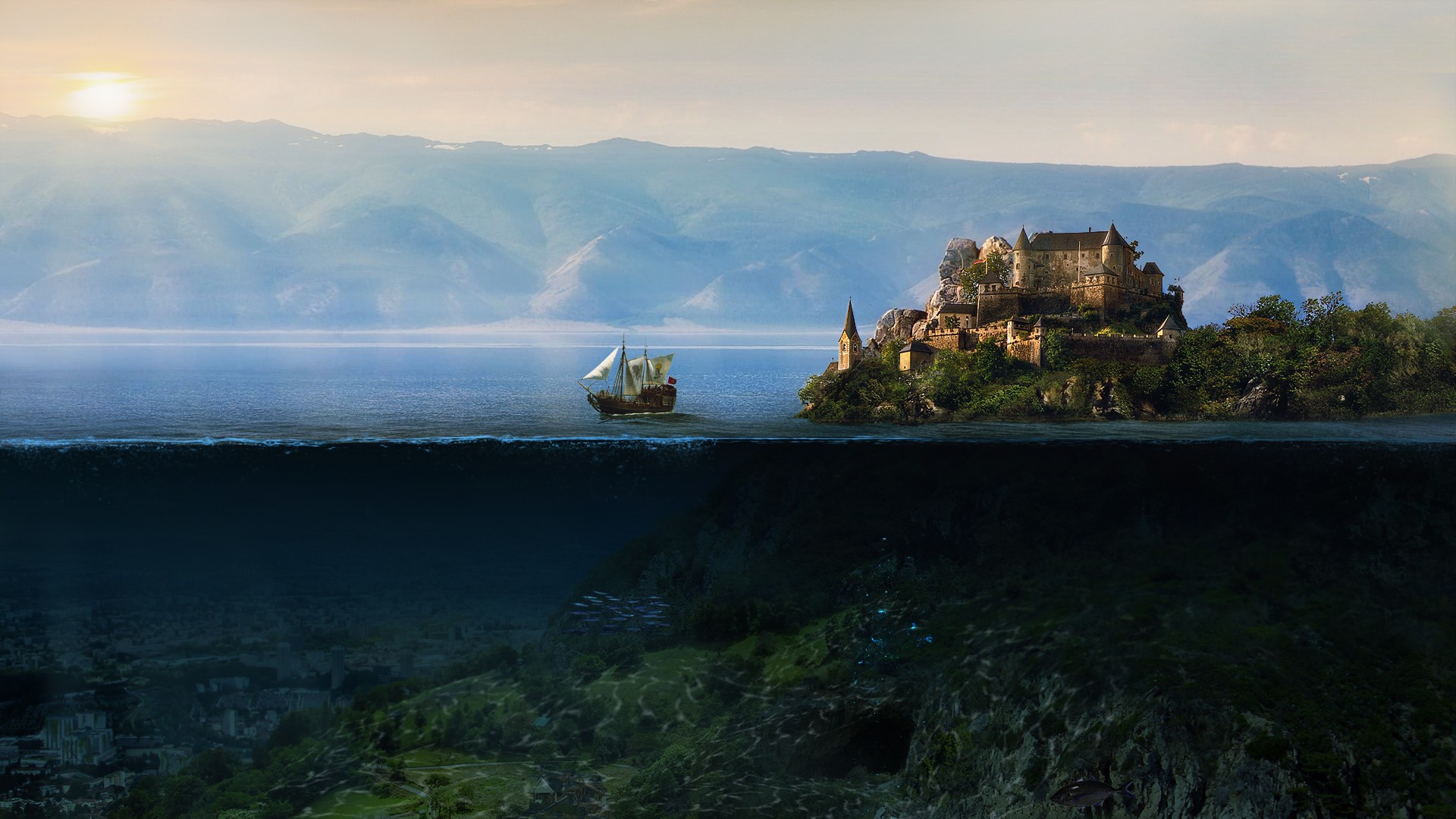 Mystic Cliffside View - Download Your Free HD Wallpaper Today!