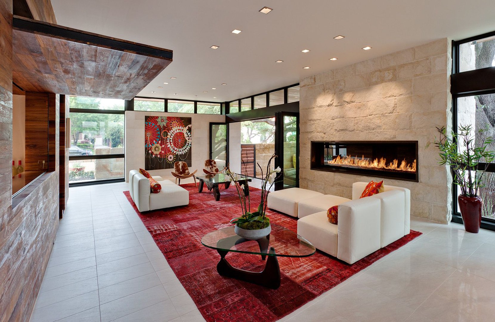 Modern Elegance: Stunning HD Room Interior with Warm Fireplace and ...