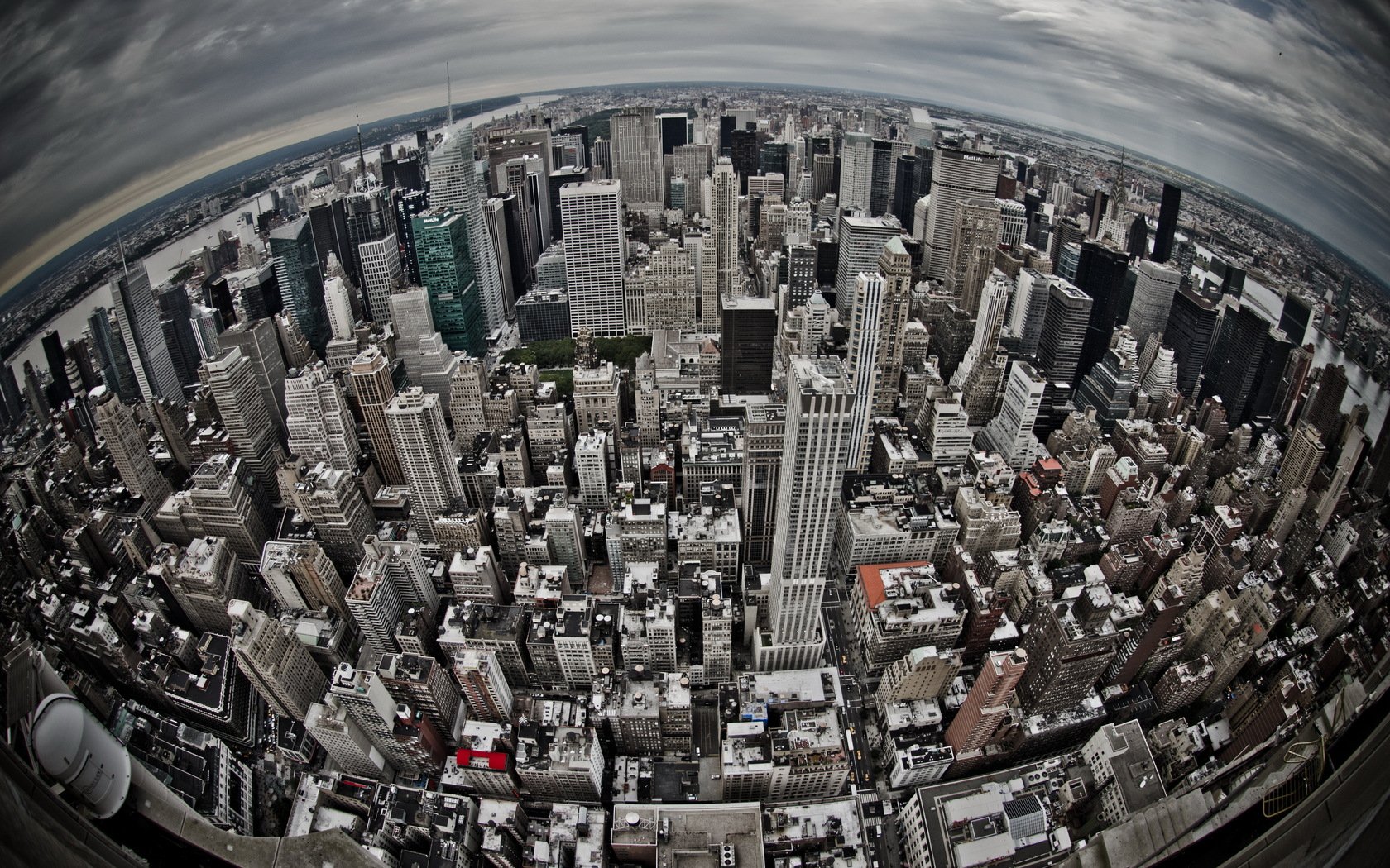 Download New York Manhattan Aerial Fish Eye Man Made City Wallpaper