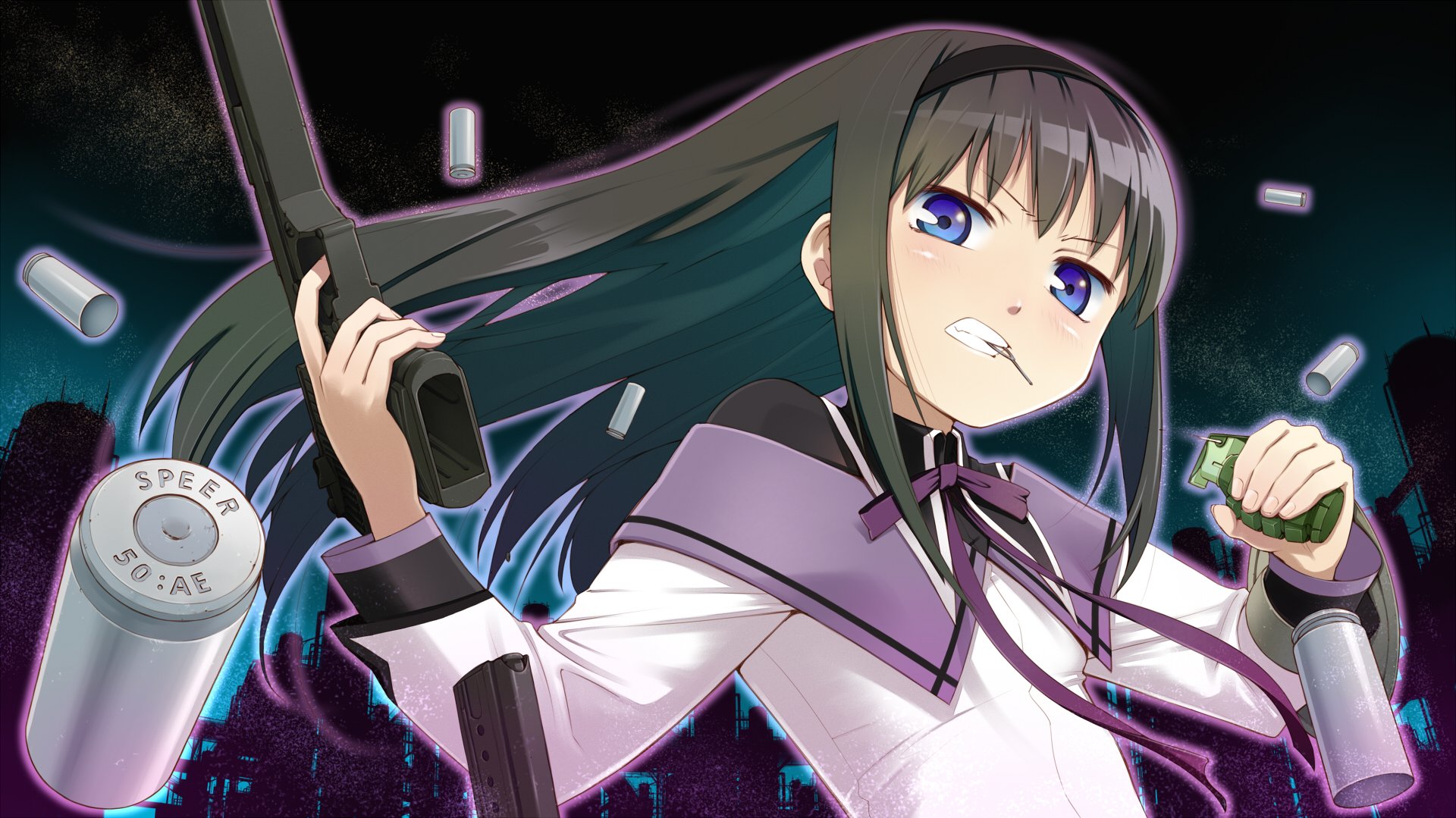 Homura Akemi Fierce HD Wallpaper | Puella Magi Madoka Magica Anime Art ...