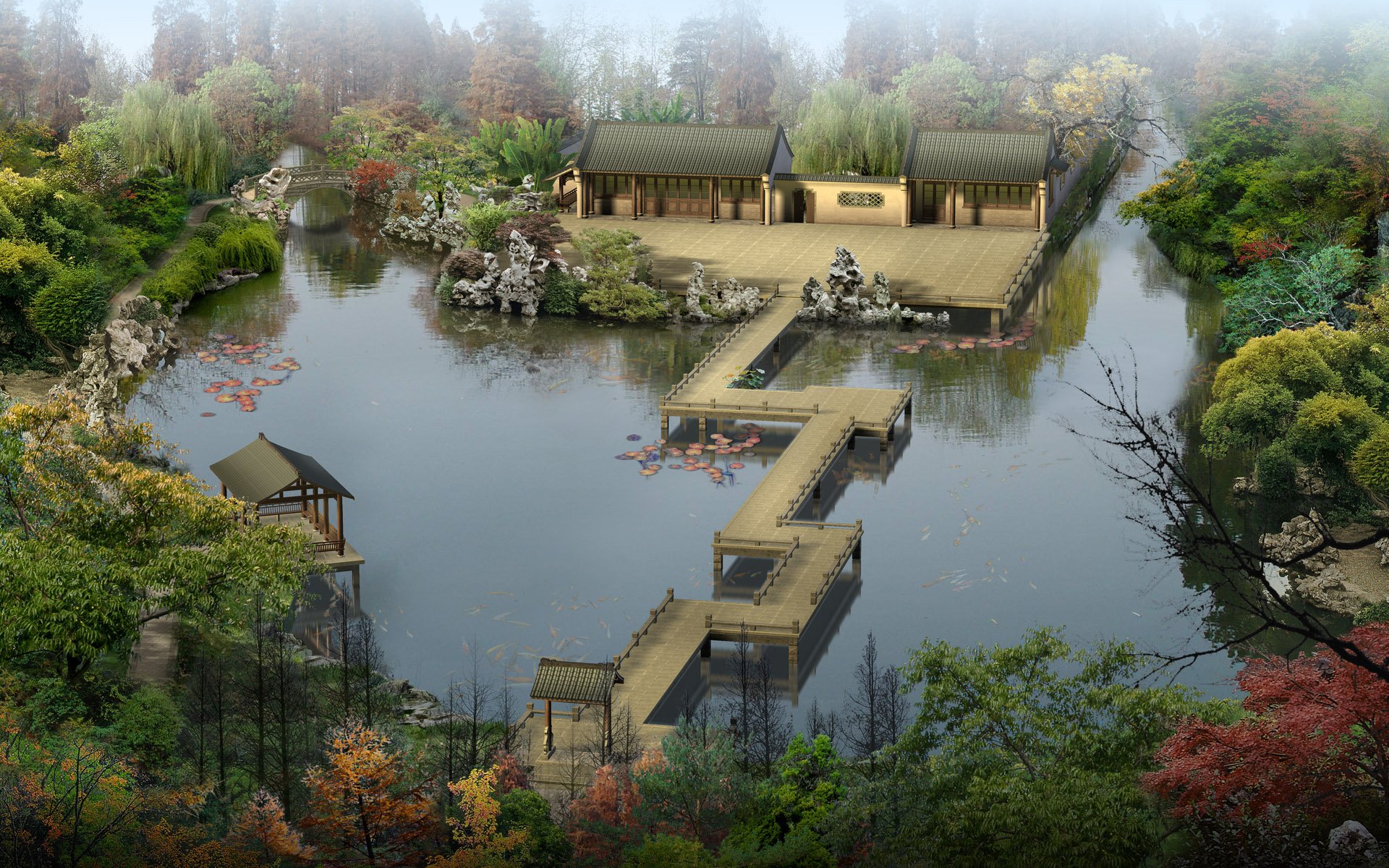 Zen Garden Lake — Artistic HD Wallpaper | 1920x1200 | Wallpaper Abyss