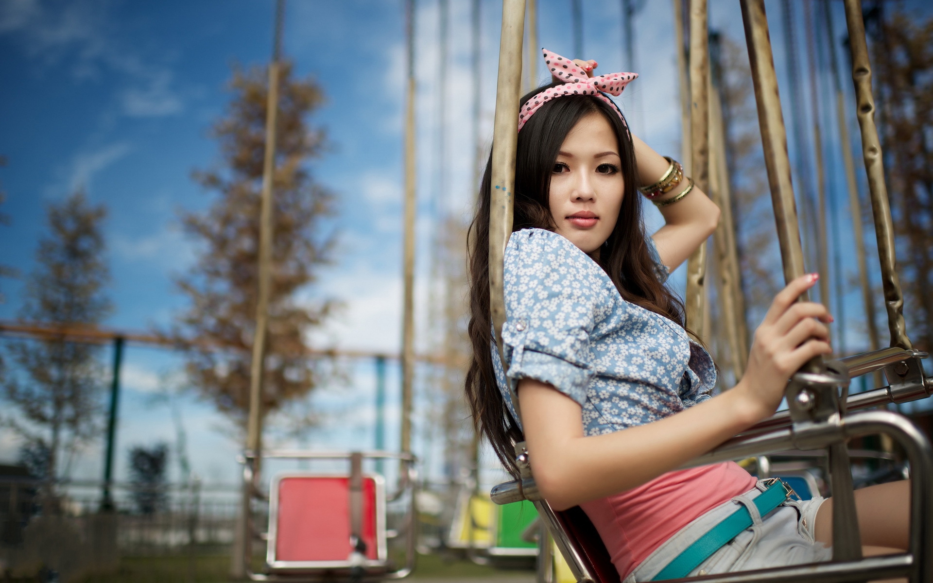 Elegant Model in Carousel - HD Wallpaper