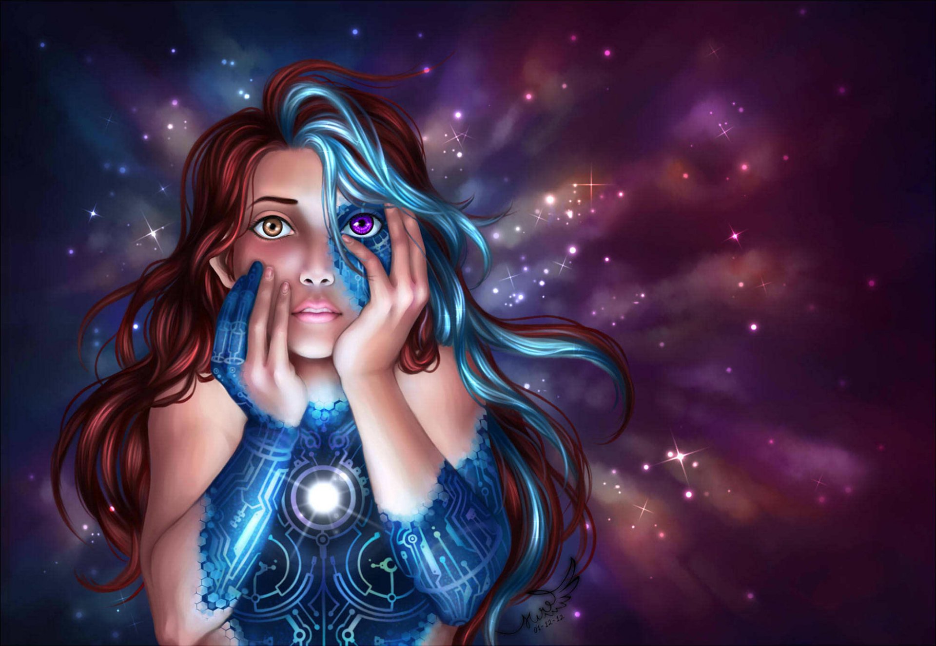 Galactic Muse: Artistic Woman in Stunning HD