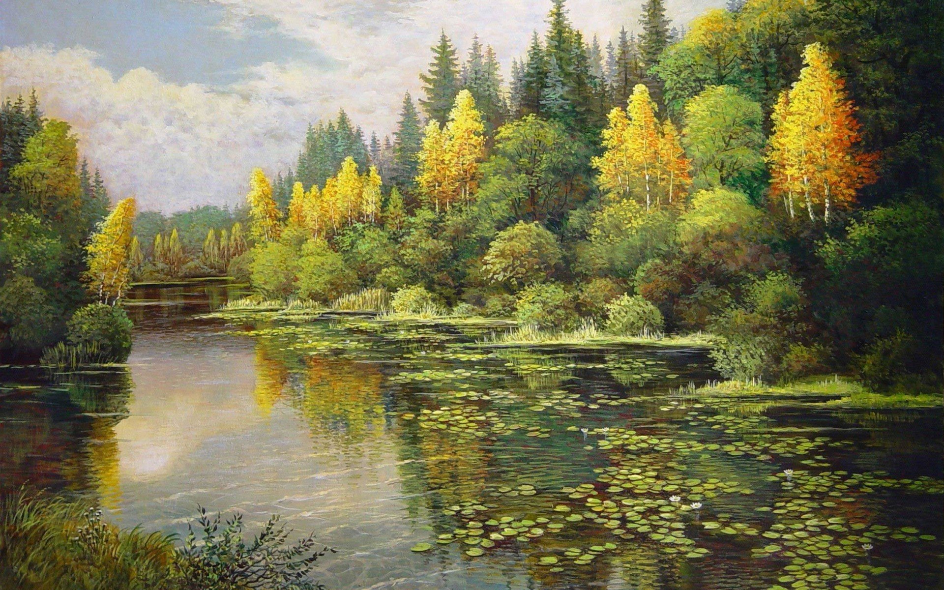 Serene Artistic Landscape HD Wallpaper: Nature’s Tranquil Masterpiece ...