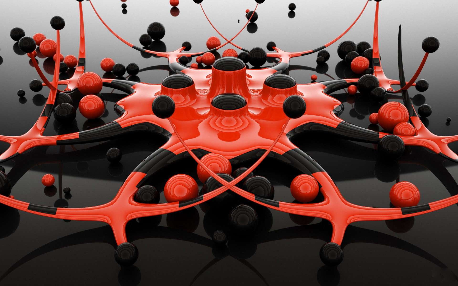 3D CGI Artistry: Dynamic HD Abstract Sphere Network Wallpaper