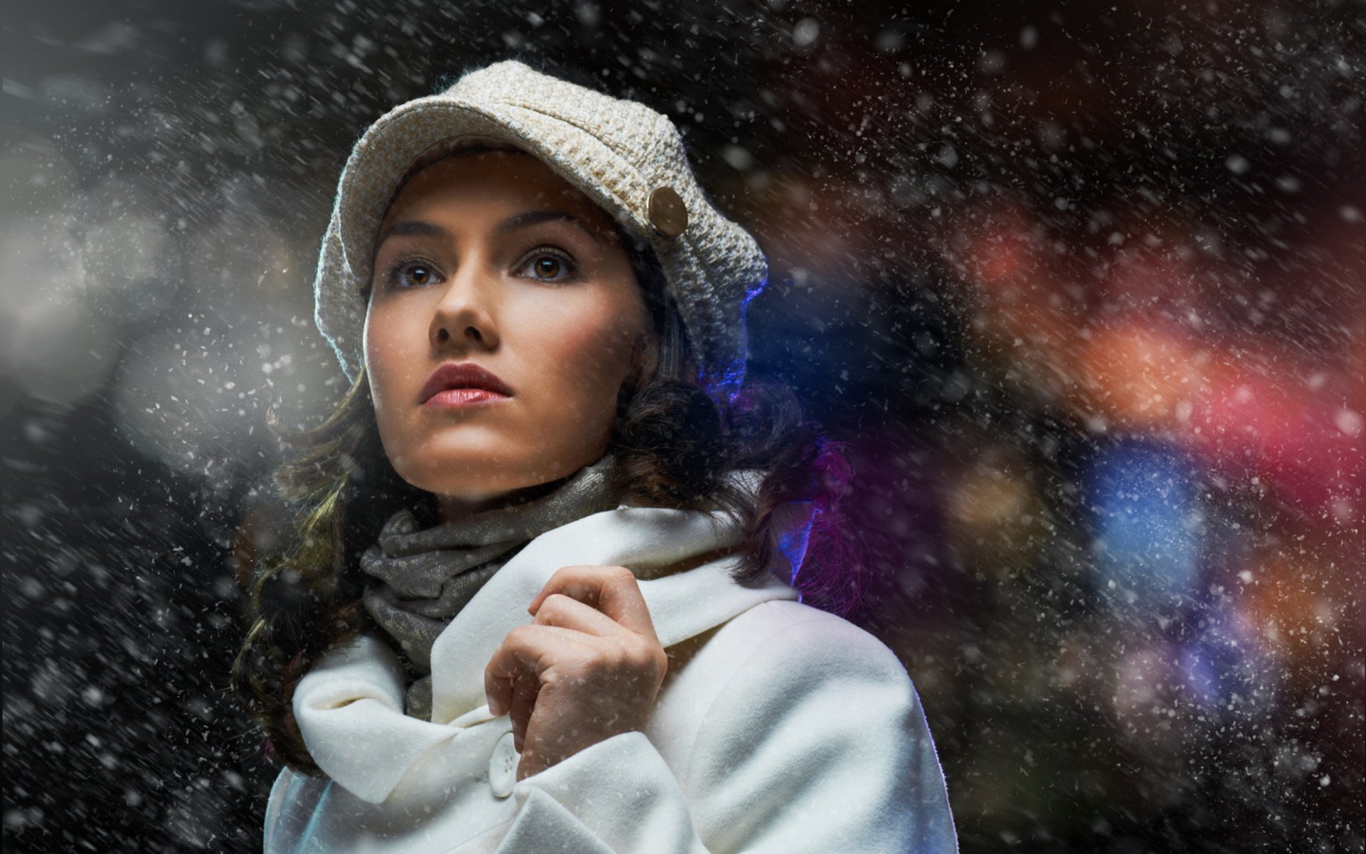 Beautiful Woman in Snow - HD Wallpaper | 2560x1600 | Wallpaper Abyss