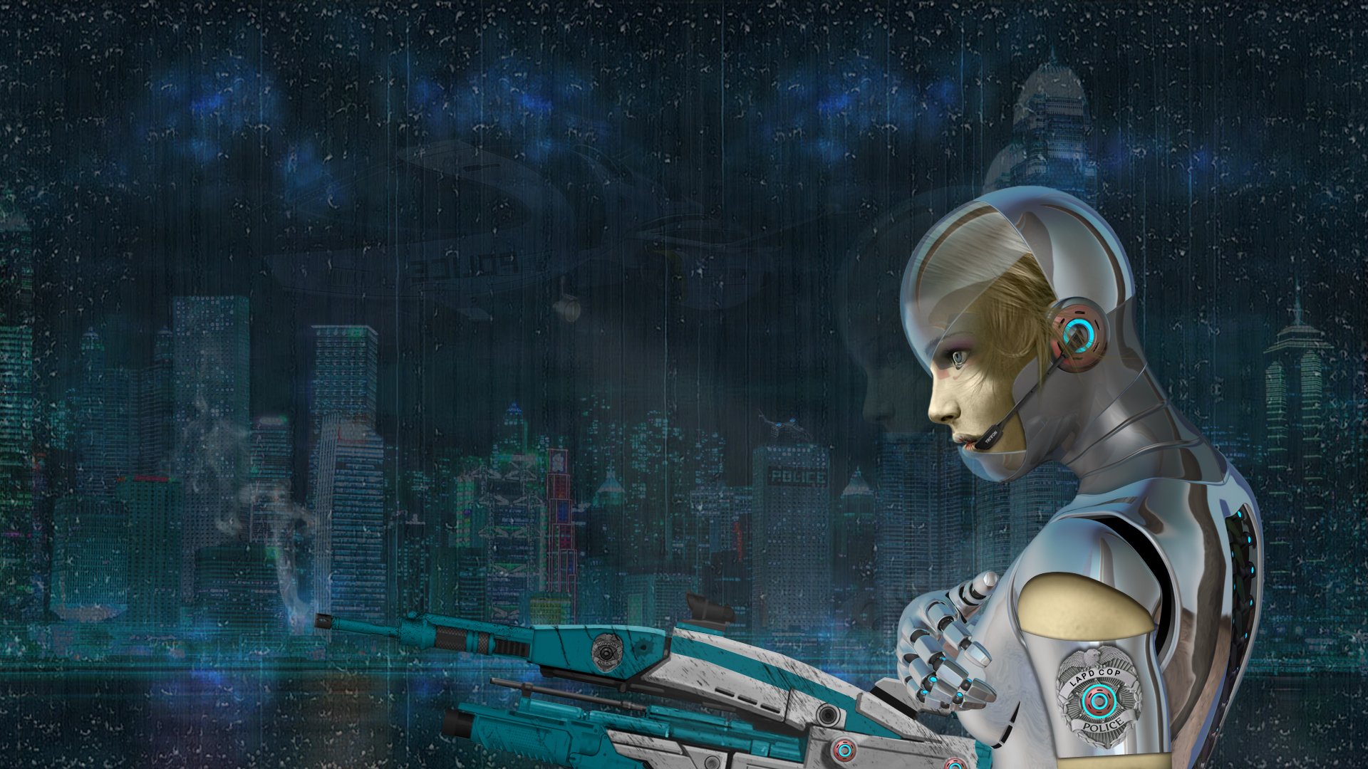 Cyborg Police Woman Wallpaper
