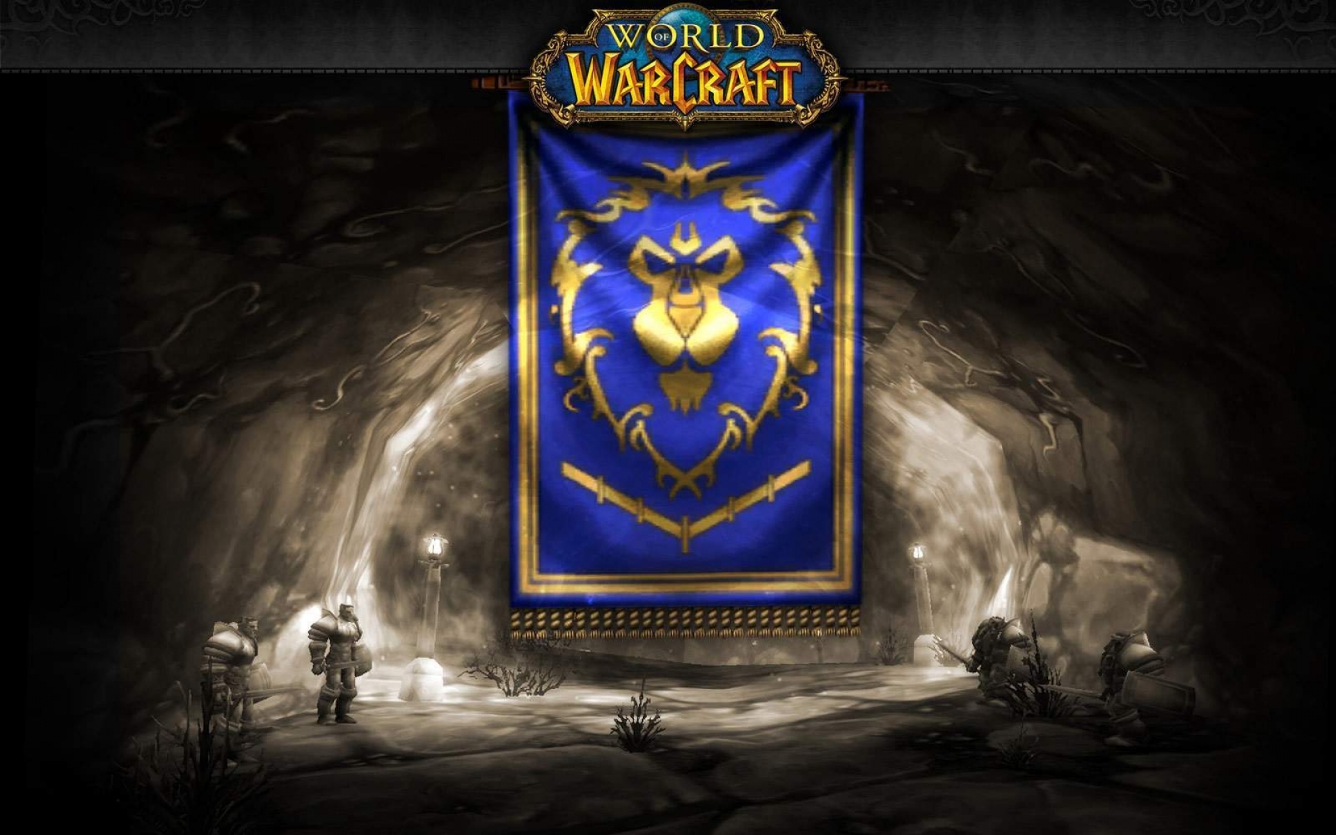 Epic World of Warcraft HD Wallpaper: Alliance Banner in the Shadows