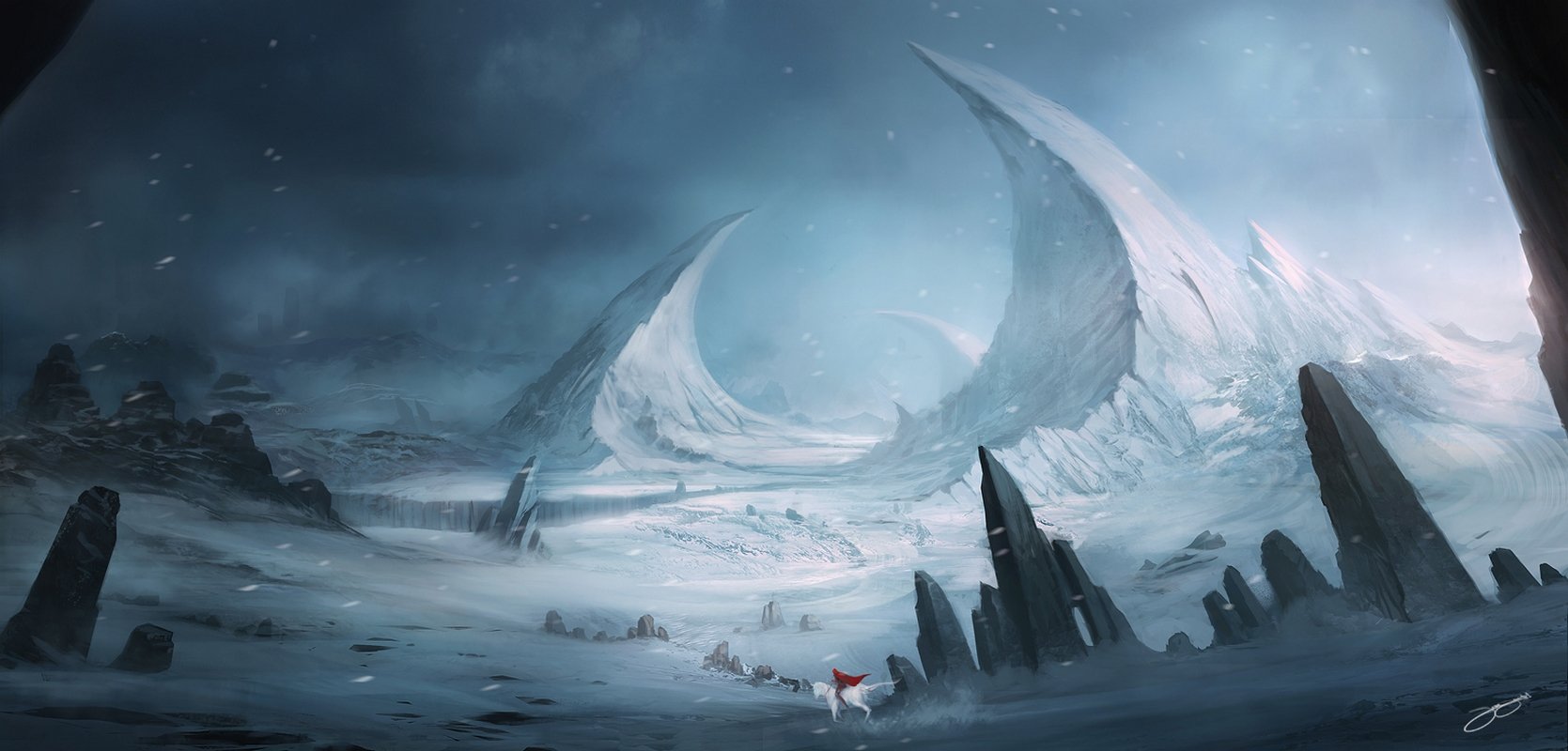 Epic Fantasy Landscape HD Wallpaper – Mystical Winter Realm by Jorge ...