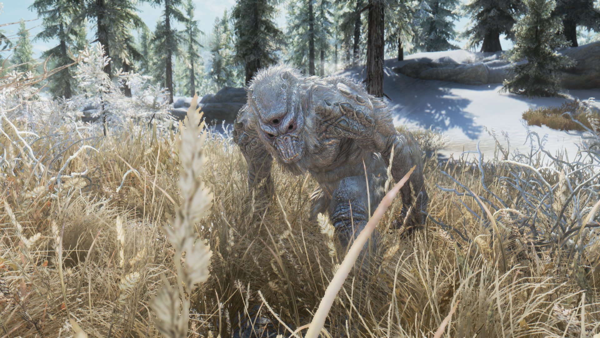 Download Skyrim Frost Troll Encounter HD Wallpaper for Free!