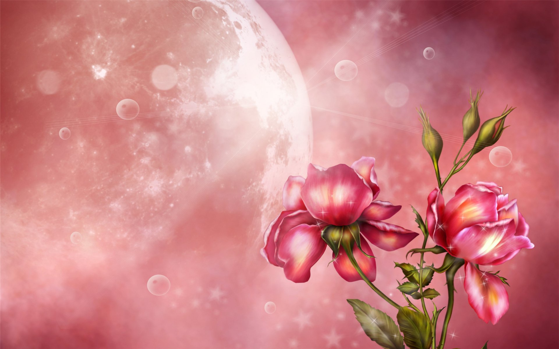 Blooming Moonlight: Artistic Floral HD Wallpaper | 2560x1600 ...