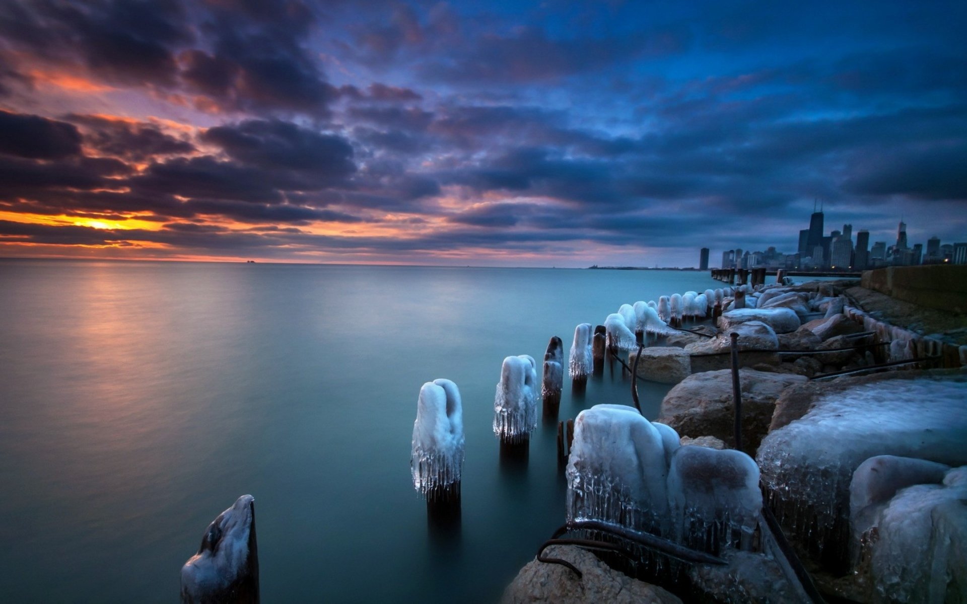 Frozen Ocean Serenity: Stunning HD Nature Wallpaper at Dusk | 1920x1200 ...