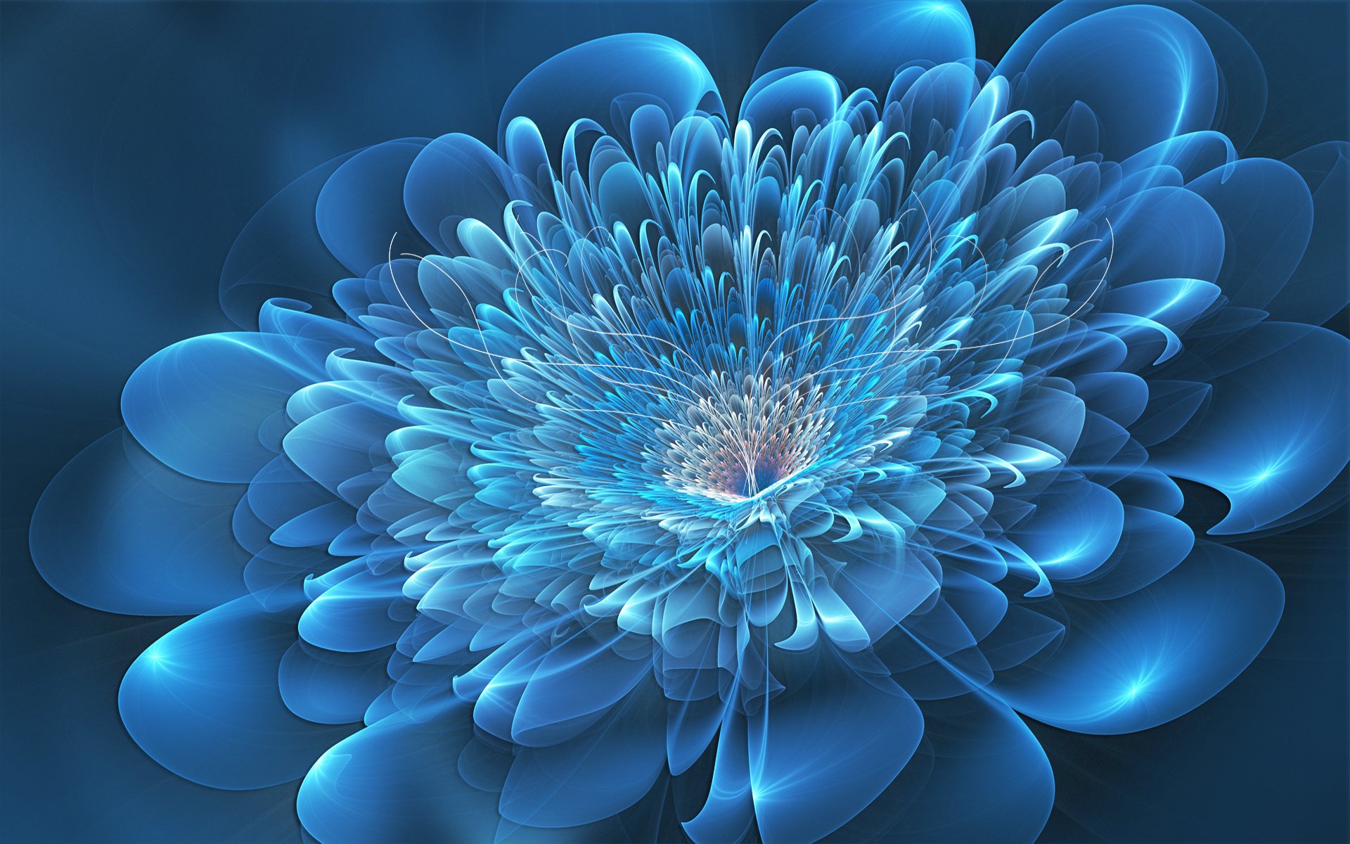 Blue Fractal Bloom: A Stunning HD Wallpaper