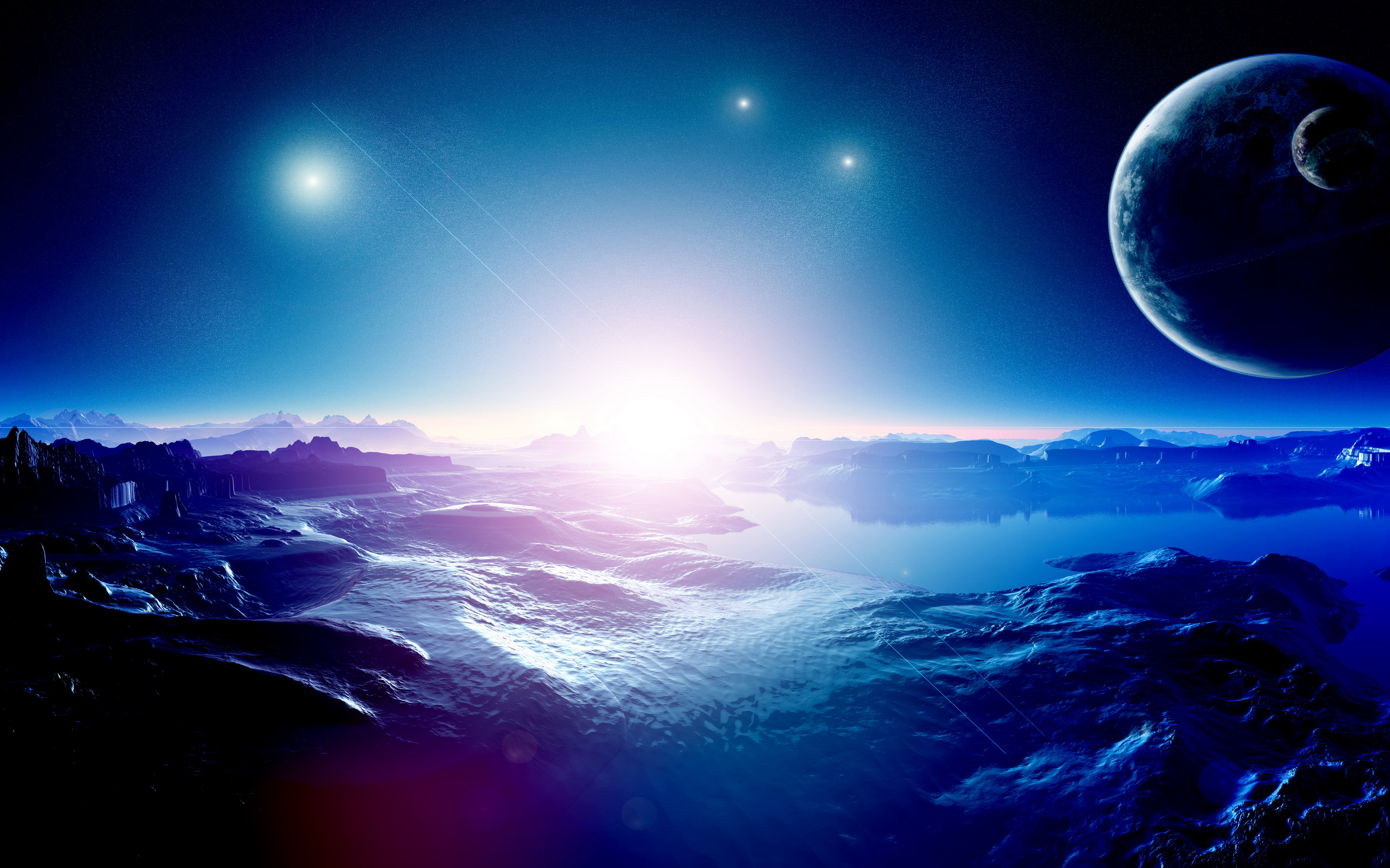 Cosmic Dawn: Stunning Sci-Fi Landscape HD Wallpaper