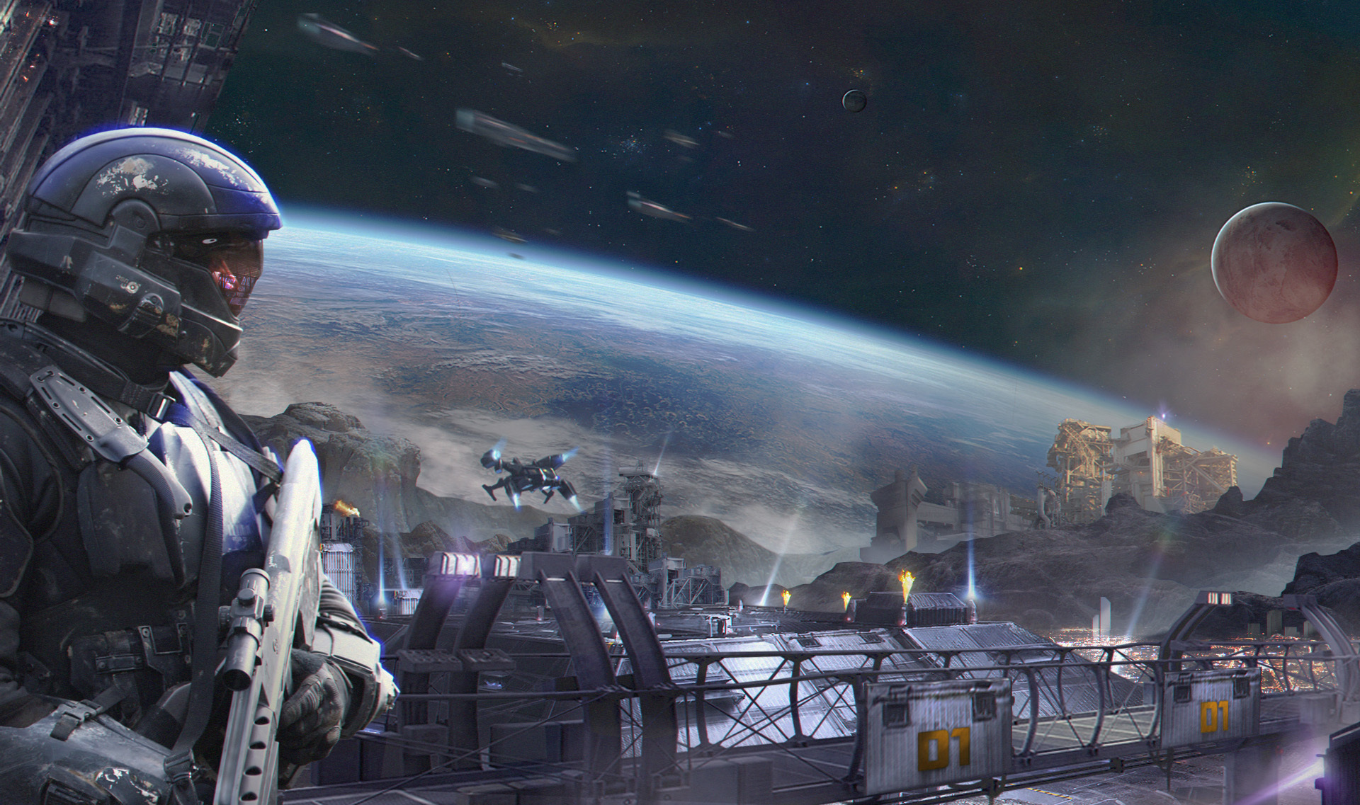 Halo HD Wallpaper: Epic Sci-Fi Battle Scene from the Legendary Video Game