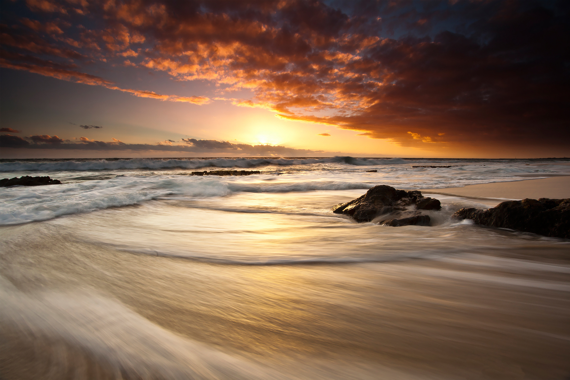 Download Sunrise Sunset Nature Beach HD Wallpaper