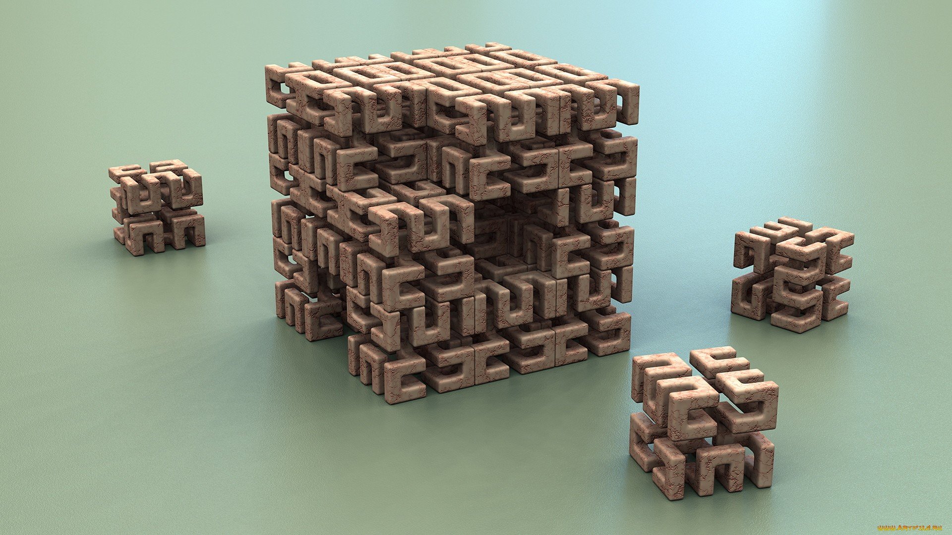 HD Abstract Cube Puzzle Wallpaper