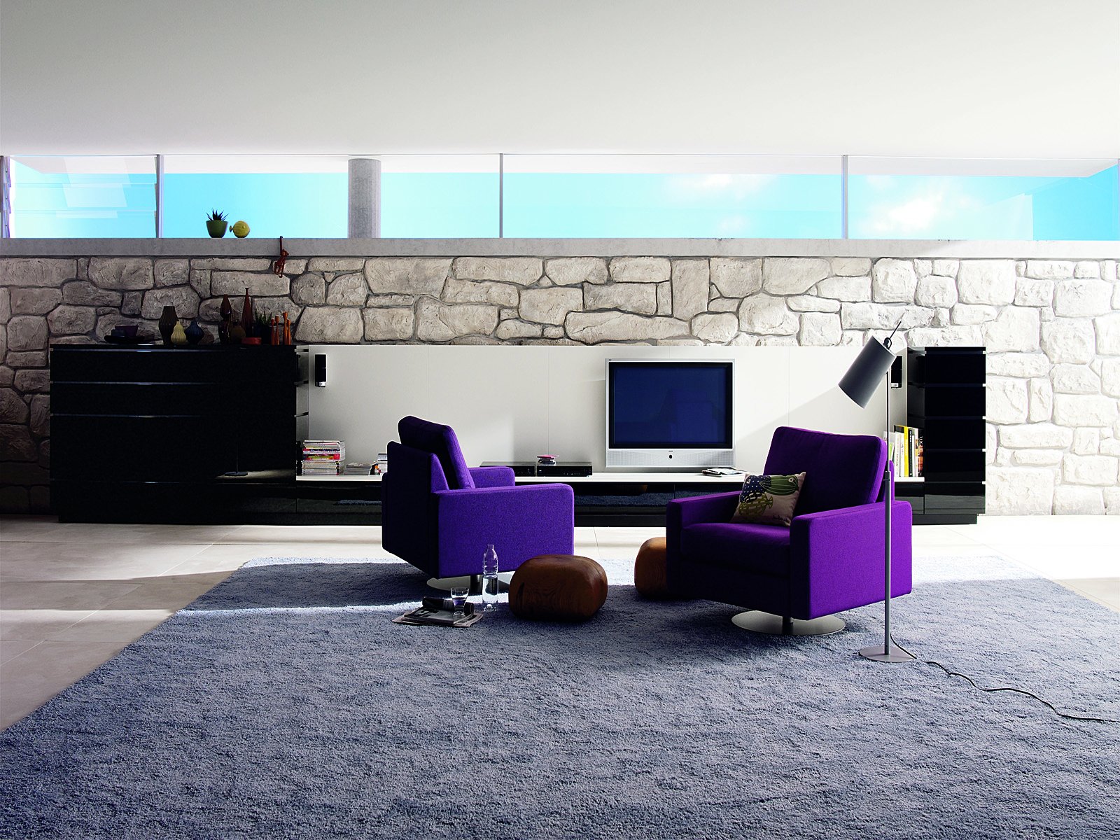 Modern Comfort: Sleek Man-Made Room HD Wallpaper