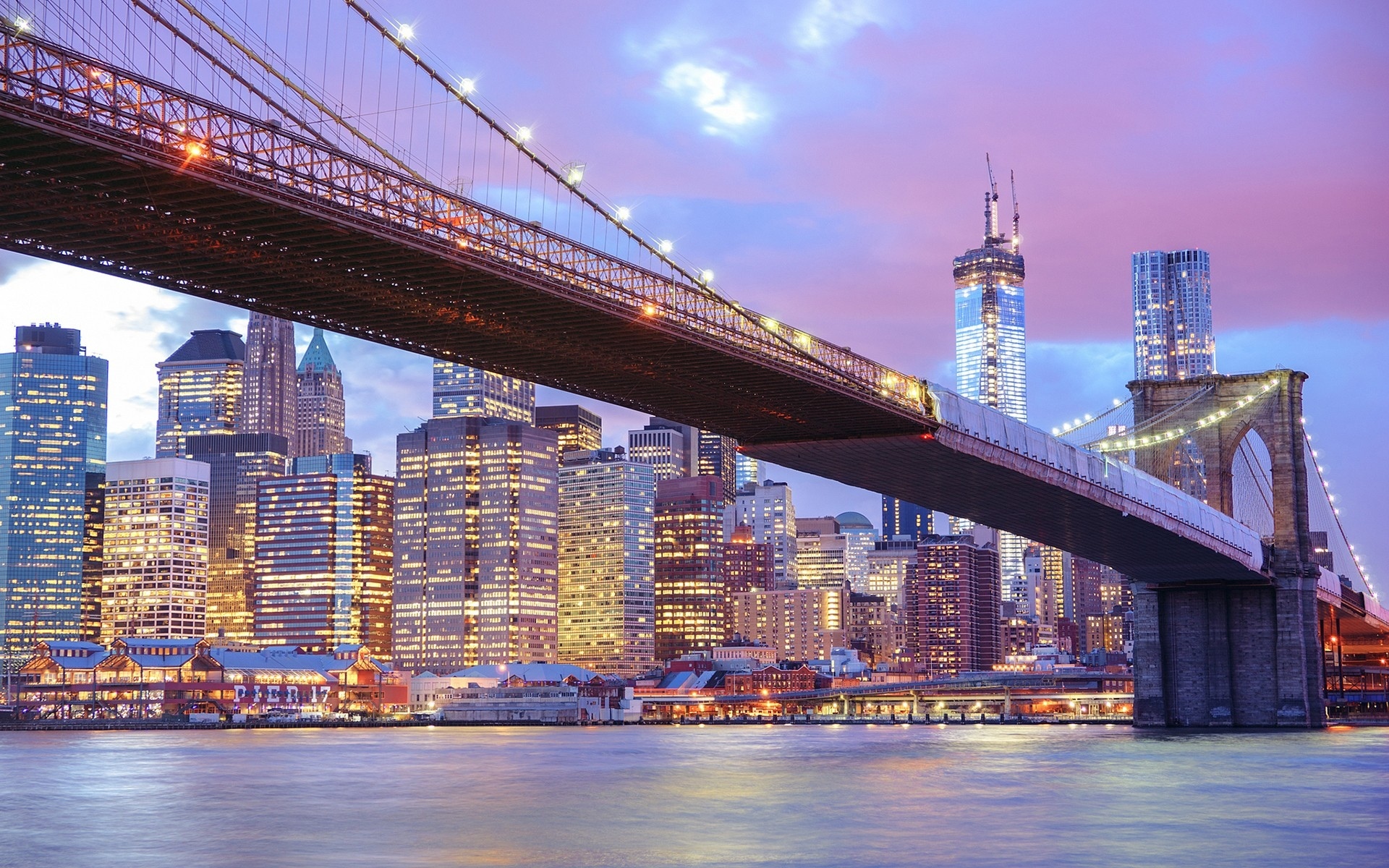 Brooklyn Bridge Twilight: Stunning HD Urban Skyline and Architectural ...