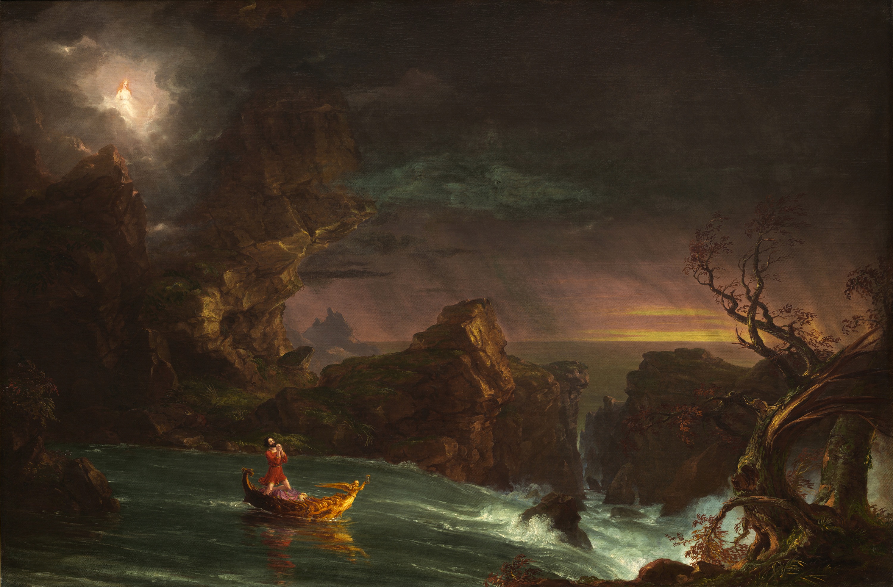 Mystic Voyage: HD Artistic Painting Wallpaper by Thomas Cole