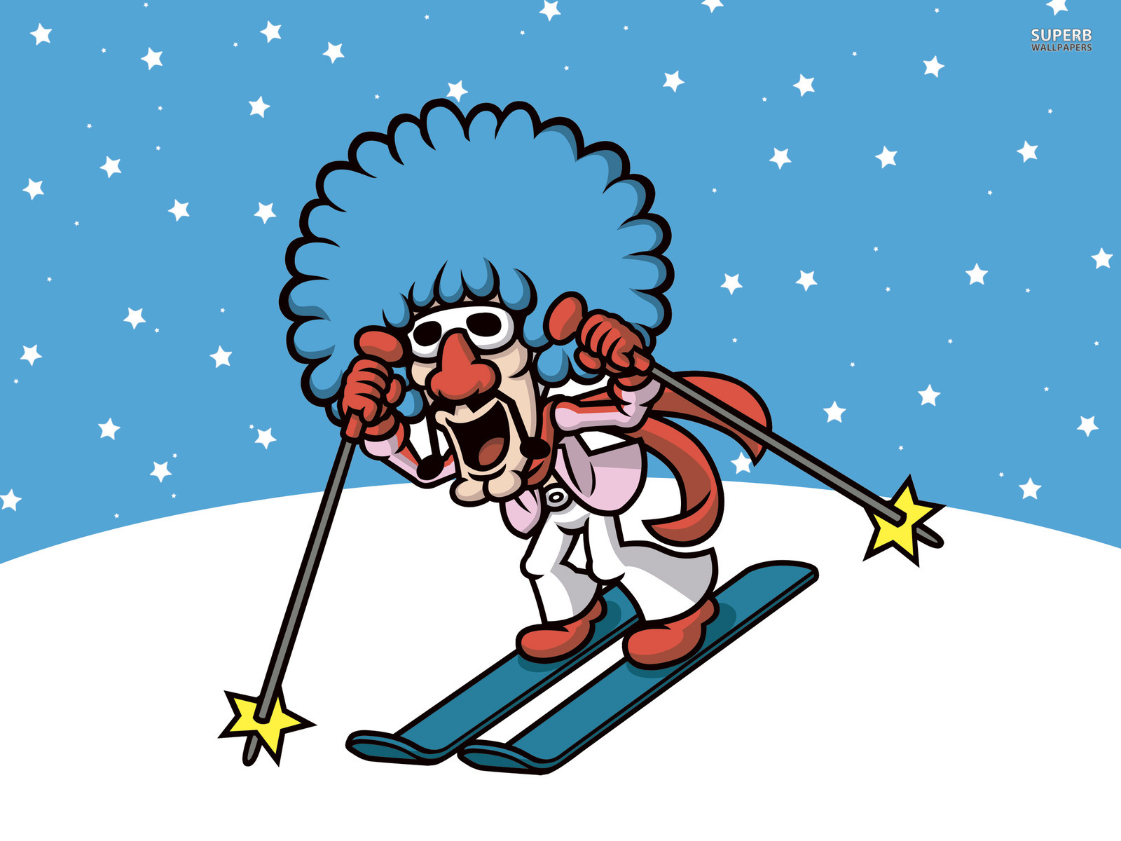 Download Video Game Game & Wario Clown Skiing Cartoon Wallpaper