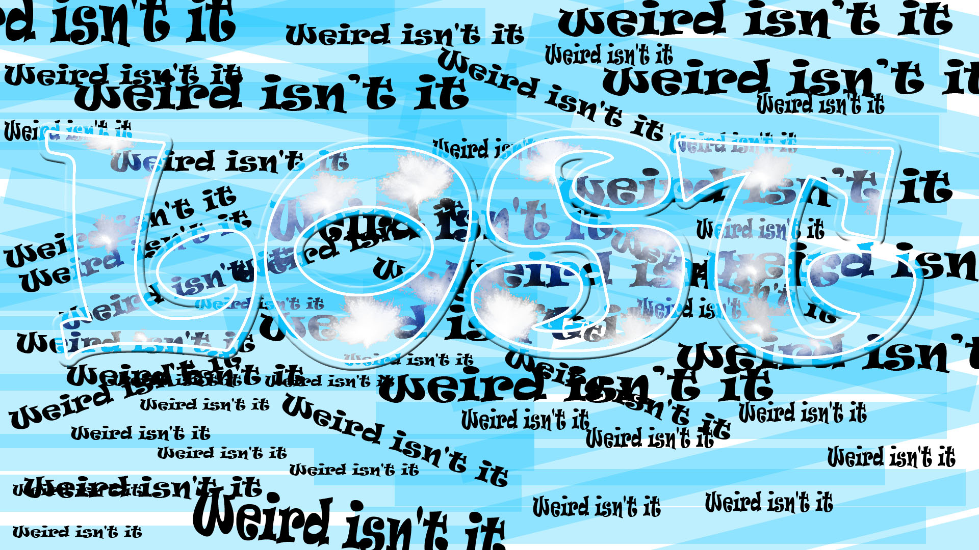 Weird Word Waves: Blue & White HD Wallpaper Blend